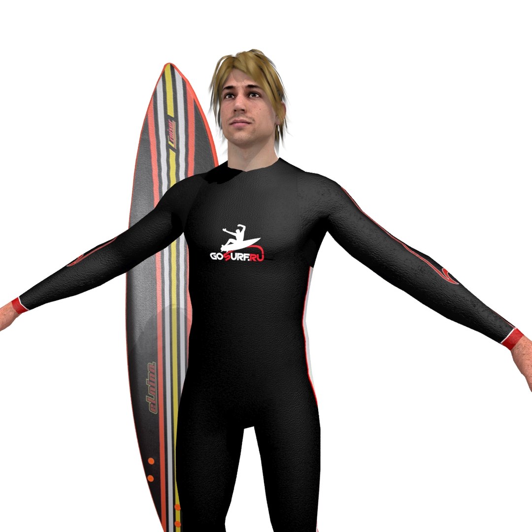 3d Model Surfer Surfing Man