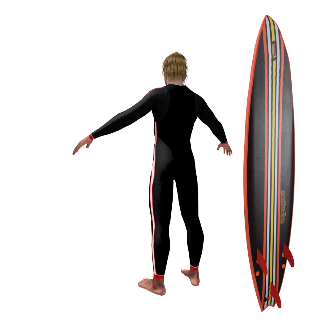 3d Model Surfer Surfing Man