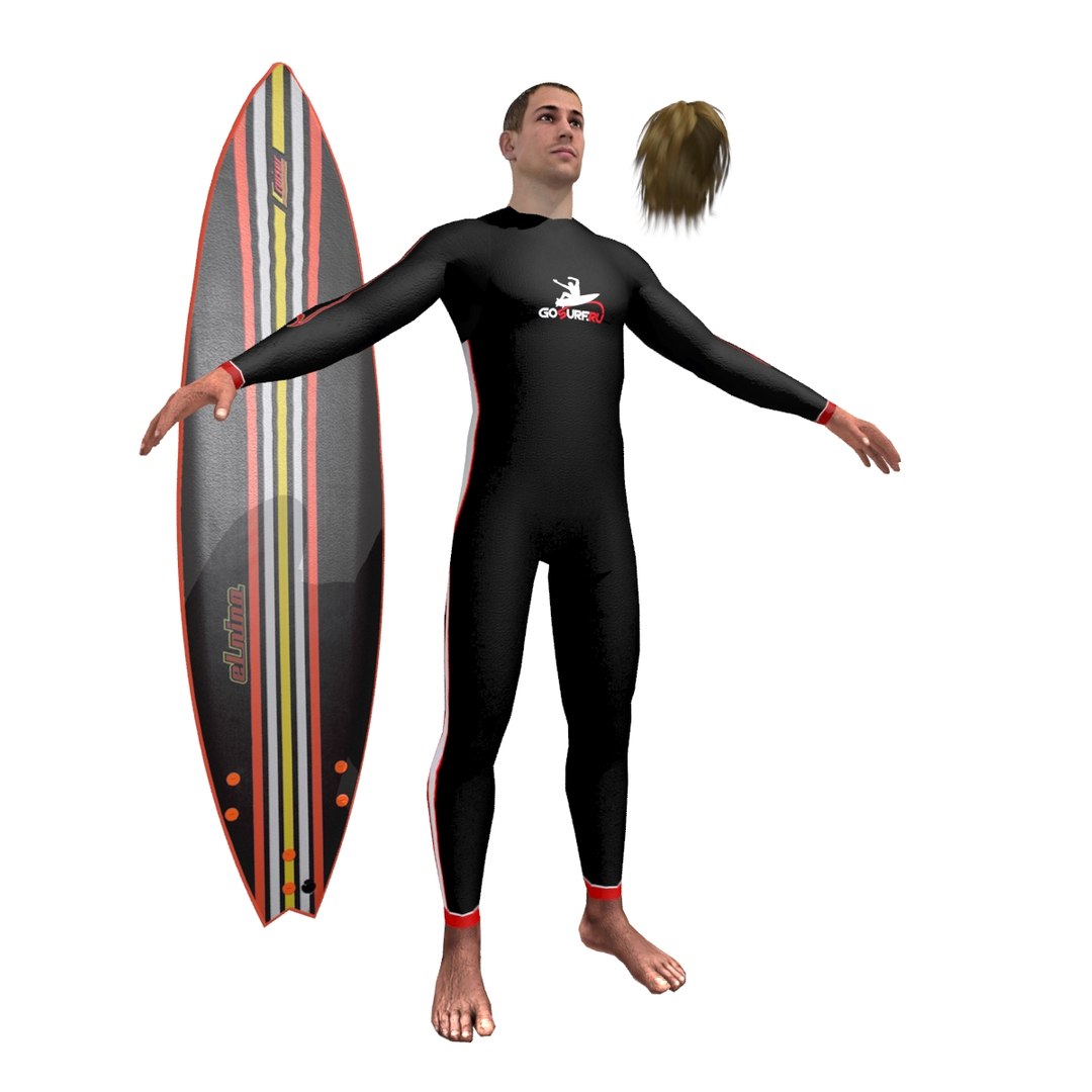 3d Model Surfer Surfing Man