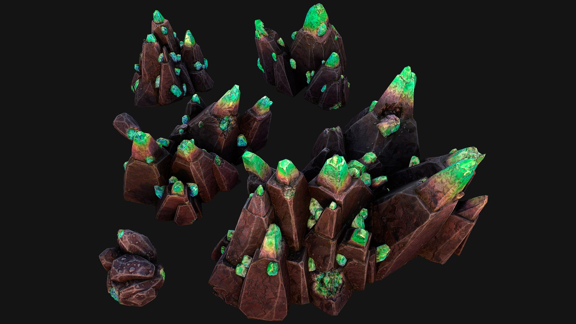 3D Model Crystals Rocks Gemstones Malachite - TurboSquid 2310372