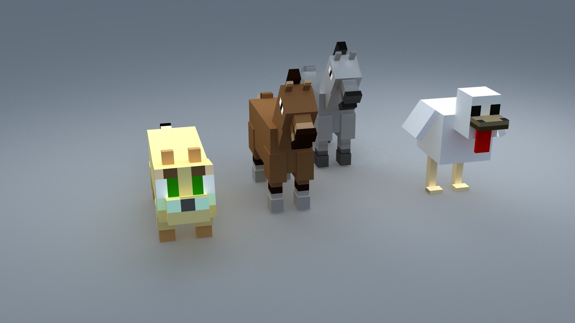 3d Minecraft Animal Cartoon Model