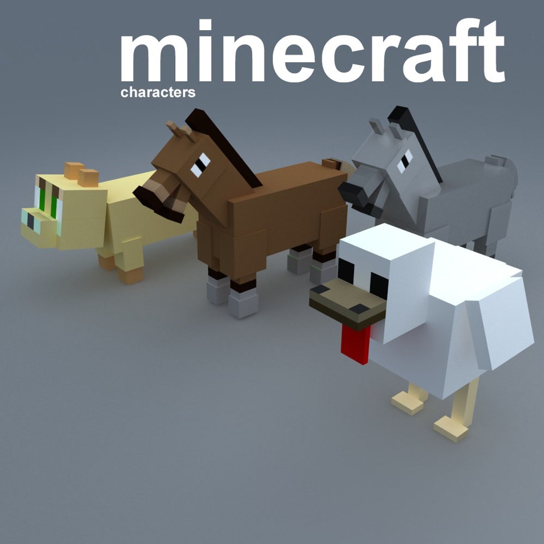3d Minecraft Animal Cartoon Model
