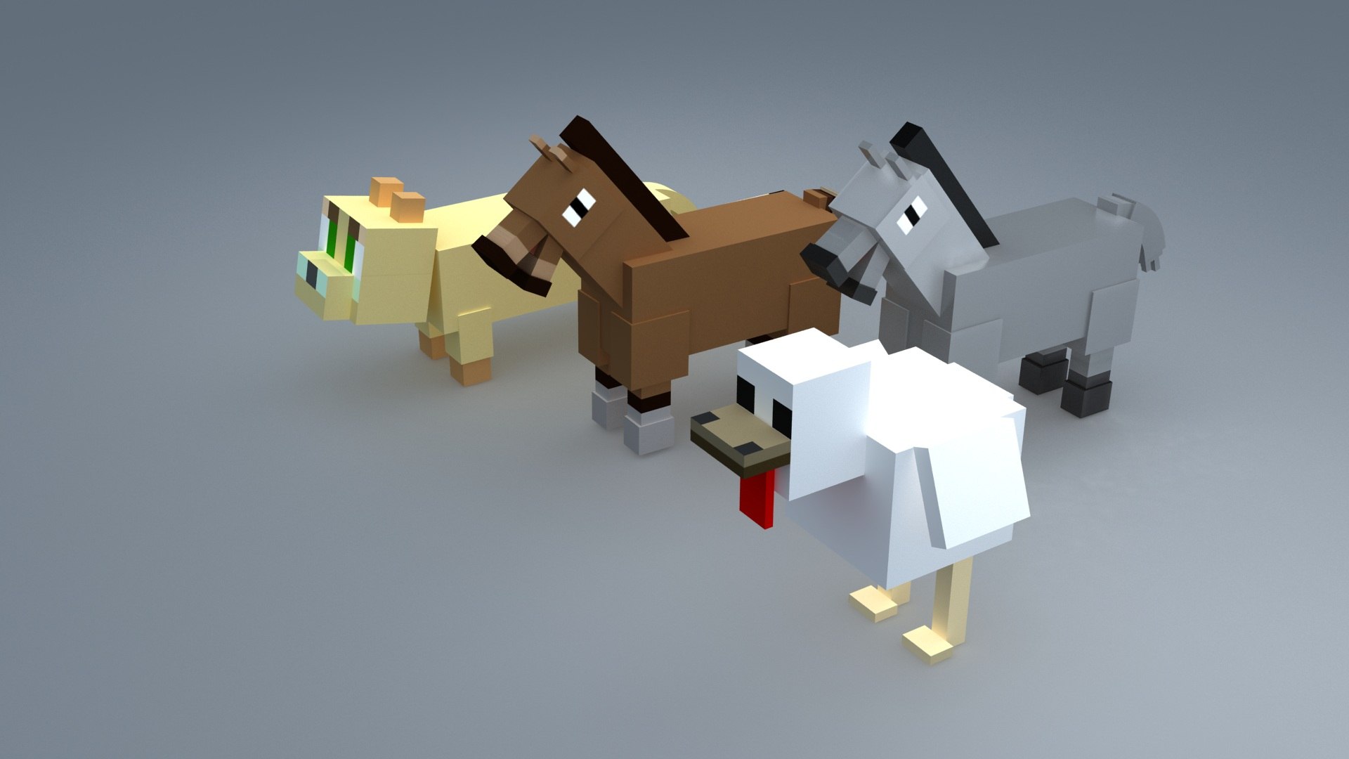 3d Minecraft Animal Cartoon Model