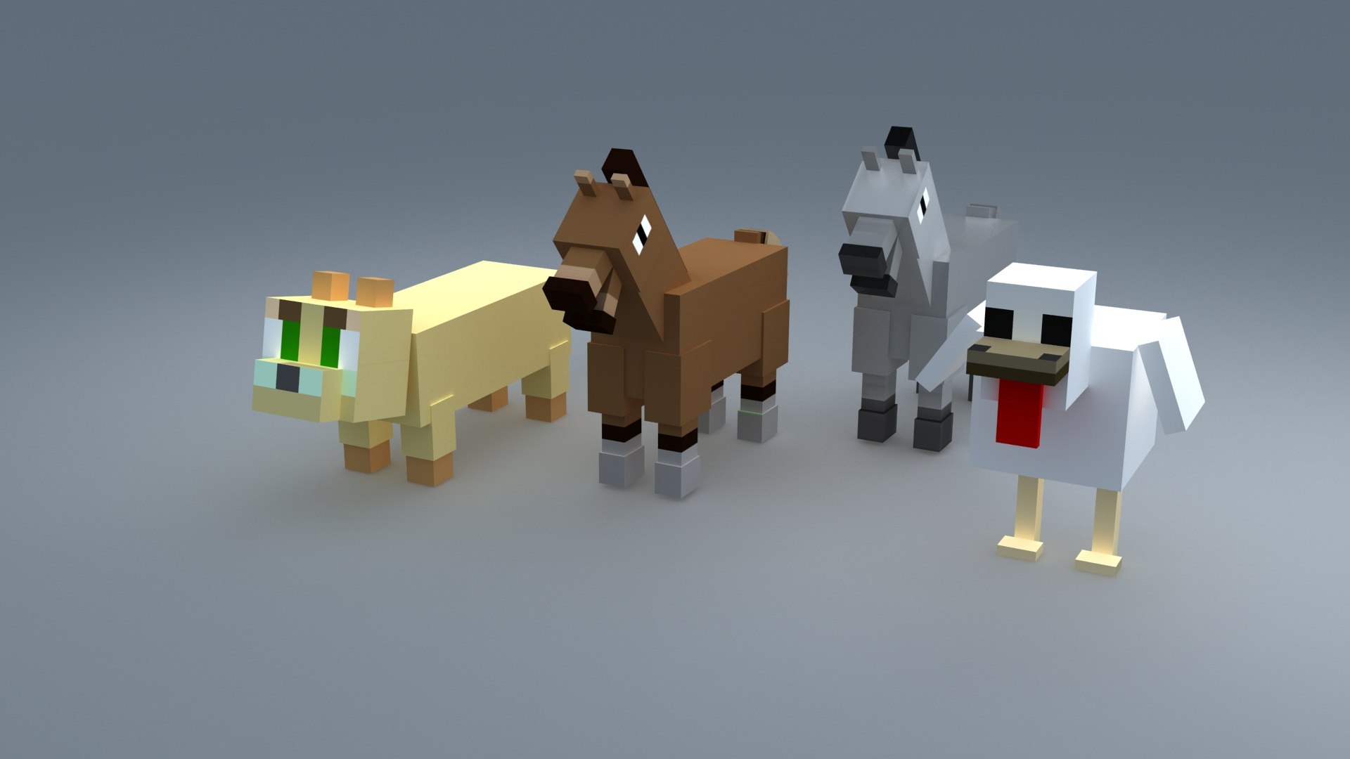 3d Minecraft Animal Cartoon Model