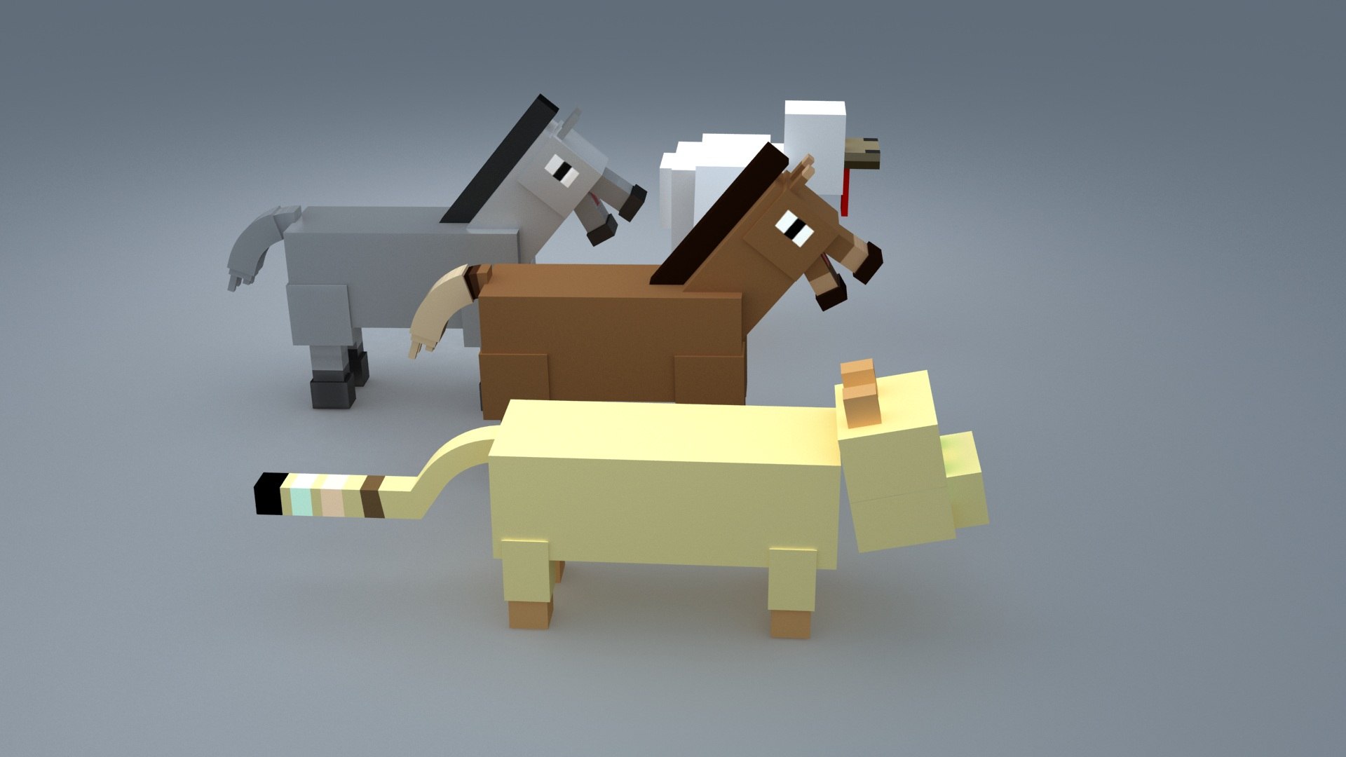 3d Minecraft Animal Cartoon Model