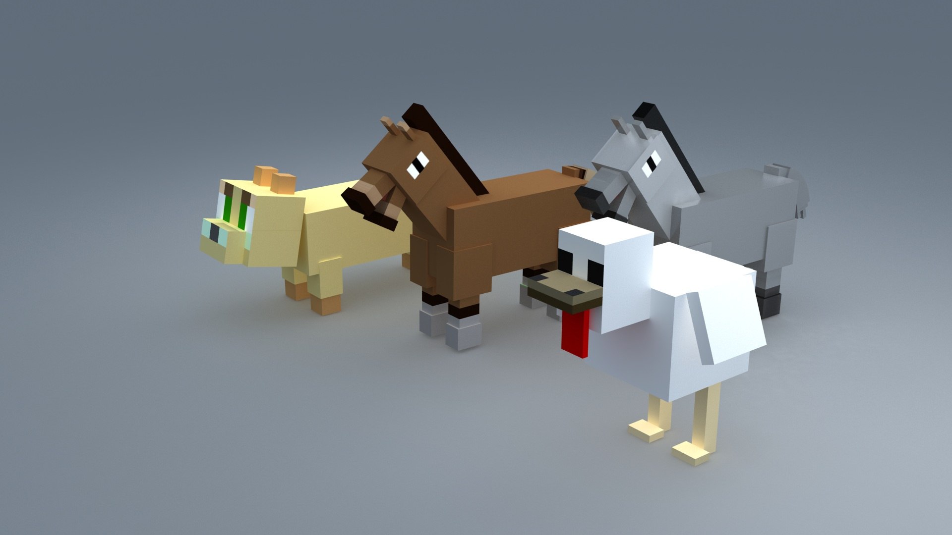 3d Minecraft Animal Cartoon Model