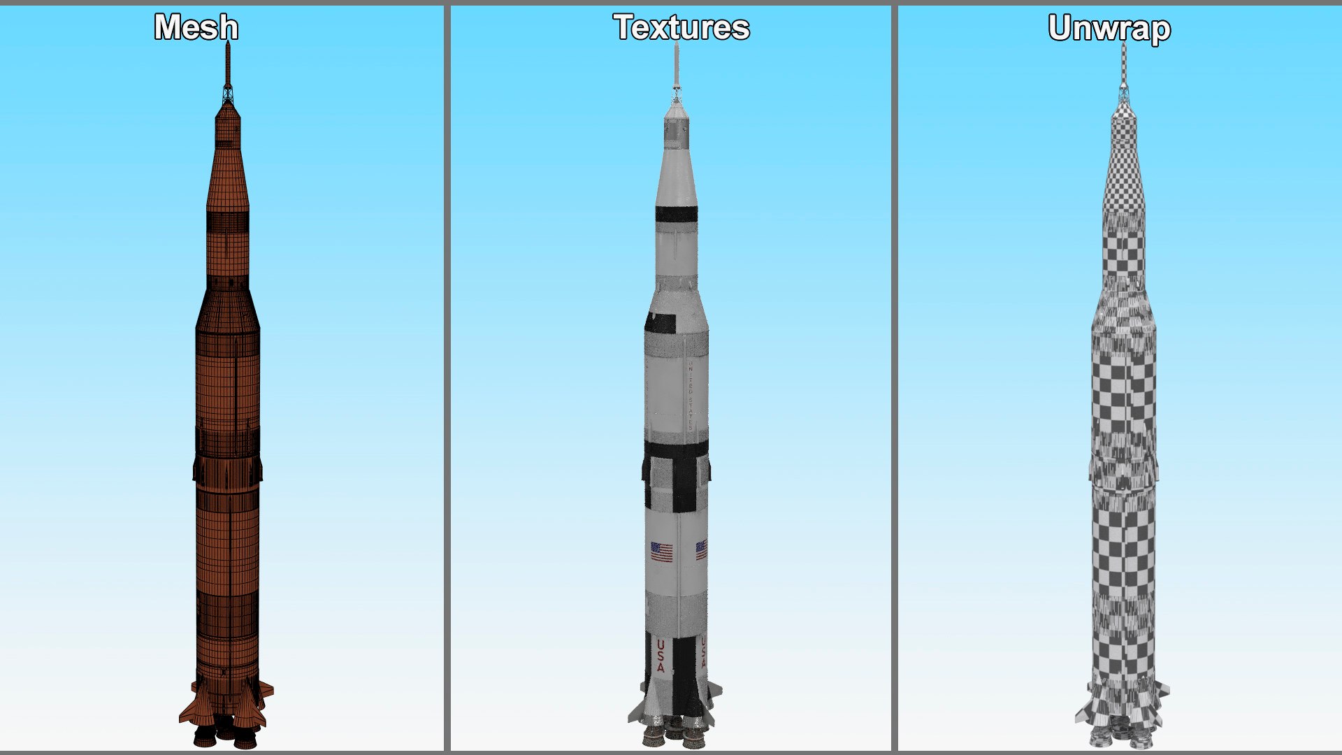 Saturn V Rocket Stages 3D - TurboSquid 2412673