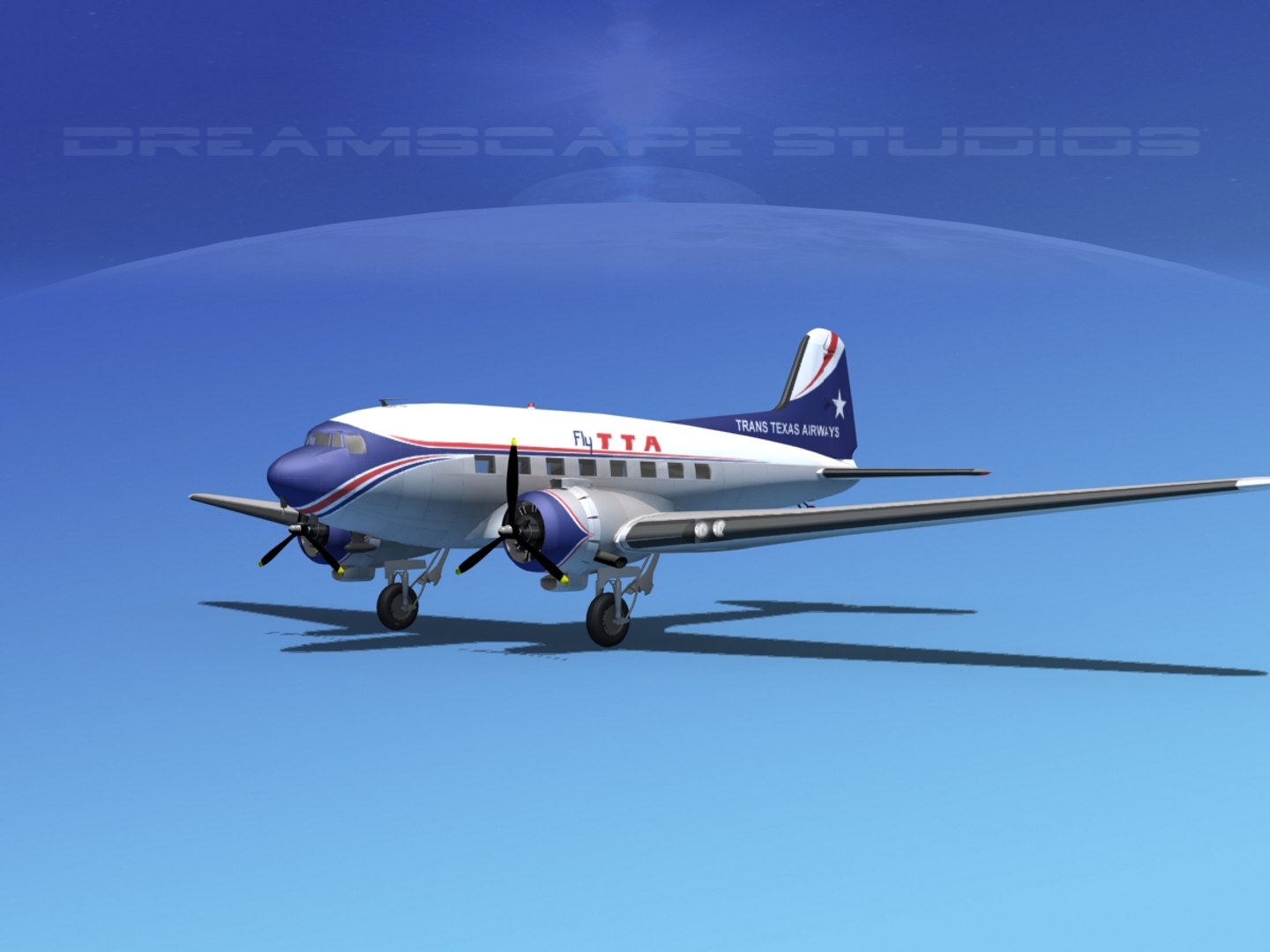 dc-3 douglas 3d max