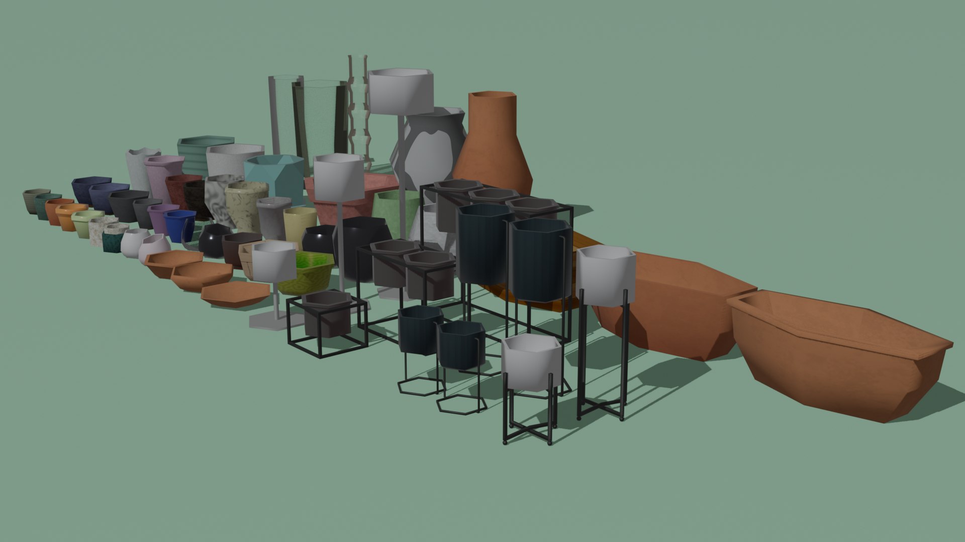 3D LowPoly Pot Collection 01 With Textures - Circular - TurboSquid 2291675