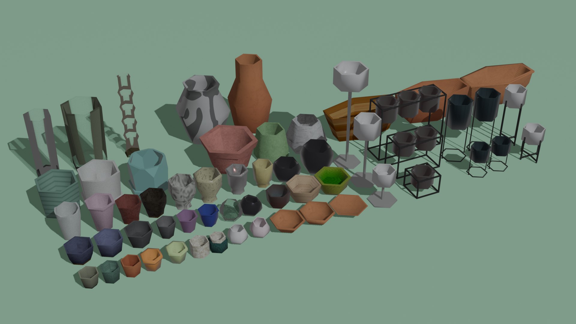 3D LowPoly Pot Collection 01 With Textures - Circular - TurboSquid 2291675