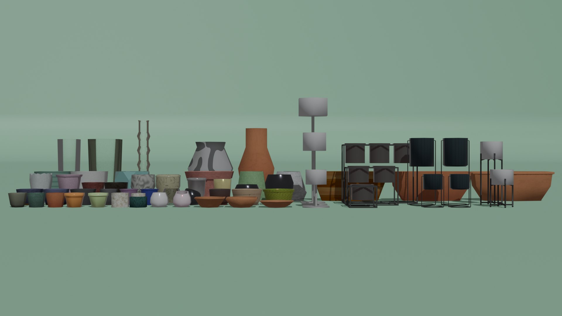 3D LowPoly Pot Collection 01 With Textures - Circular - TurboSquid 2291675