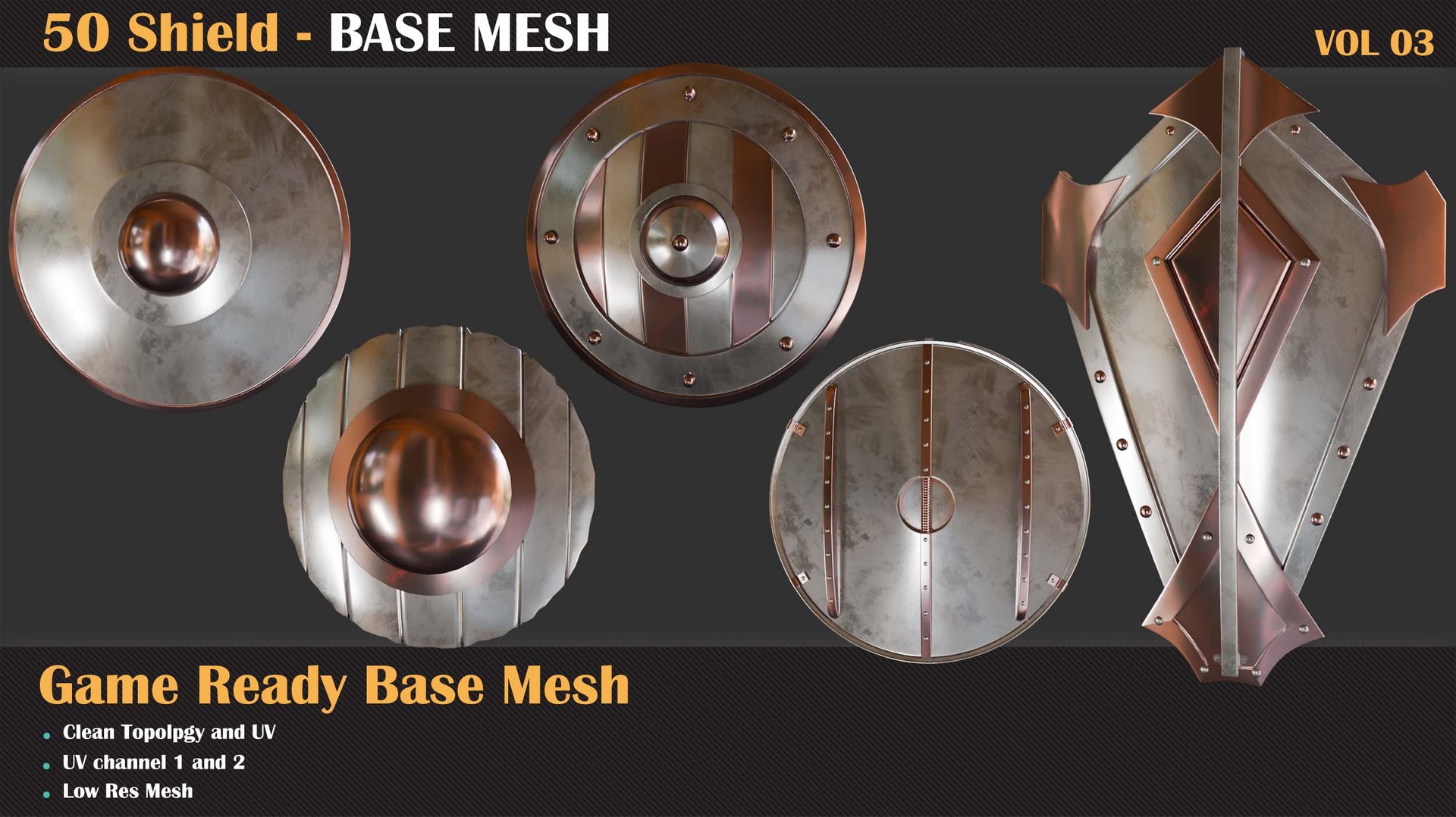 50 Shield Base Mesh - VOL 03 Game Ready Model - TurboSquid 2219802