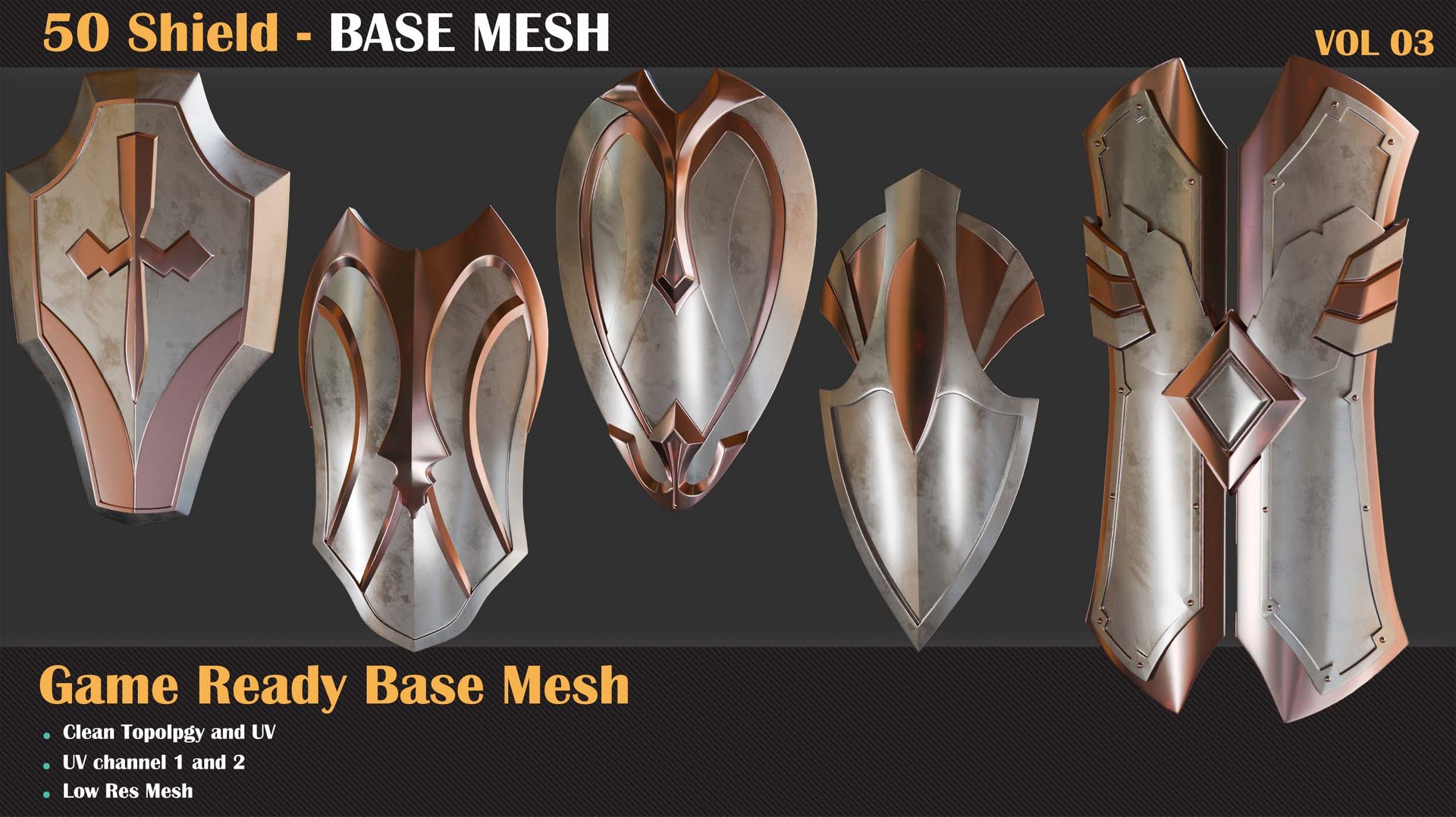 50 Shield Base Mesh - VOL 03 Game Ready Model - TurboSquid 2219802