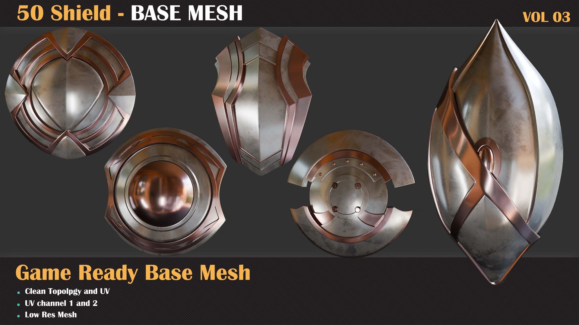 50 Shield Base Mesh - VOL 03 Game Ready Model - TurboSquid 2219802