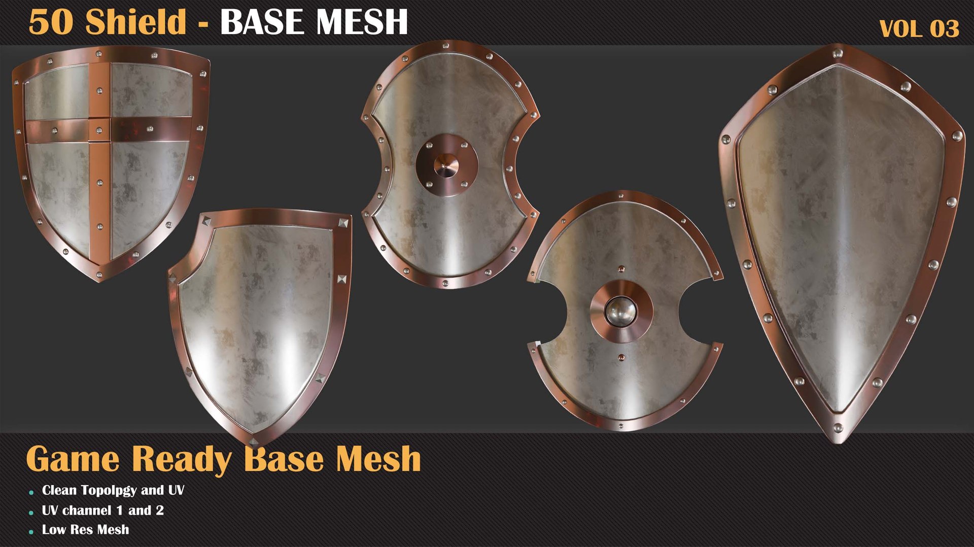 50 Shield Base Mesh - VOL 03 Game Ready Model - TurboSquid 2219802