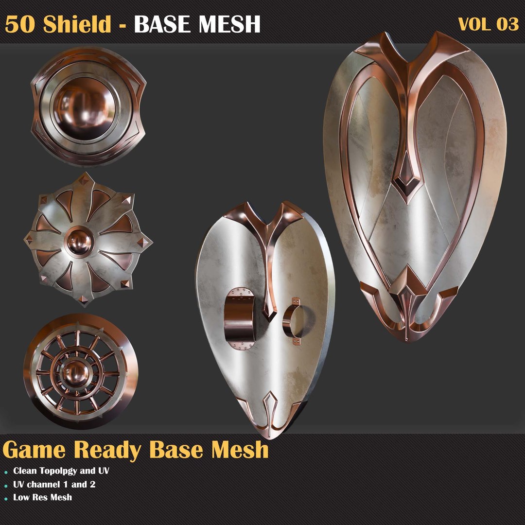 50 Shield Base Mesh - VOL 03 Game Ready Model - TurboSquid 2219802