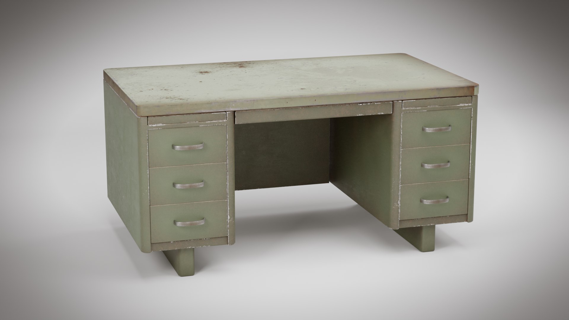 3D Old Metal Desk Model - TurboSquid 2110559