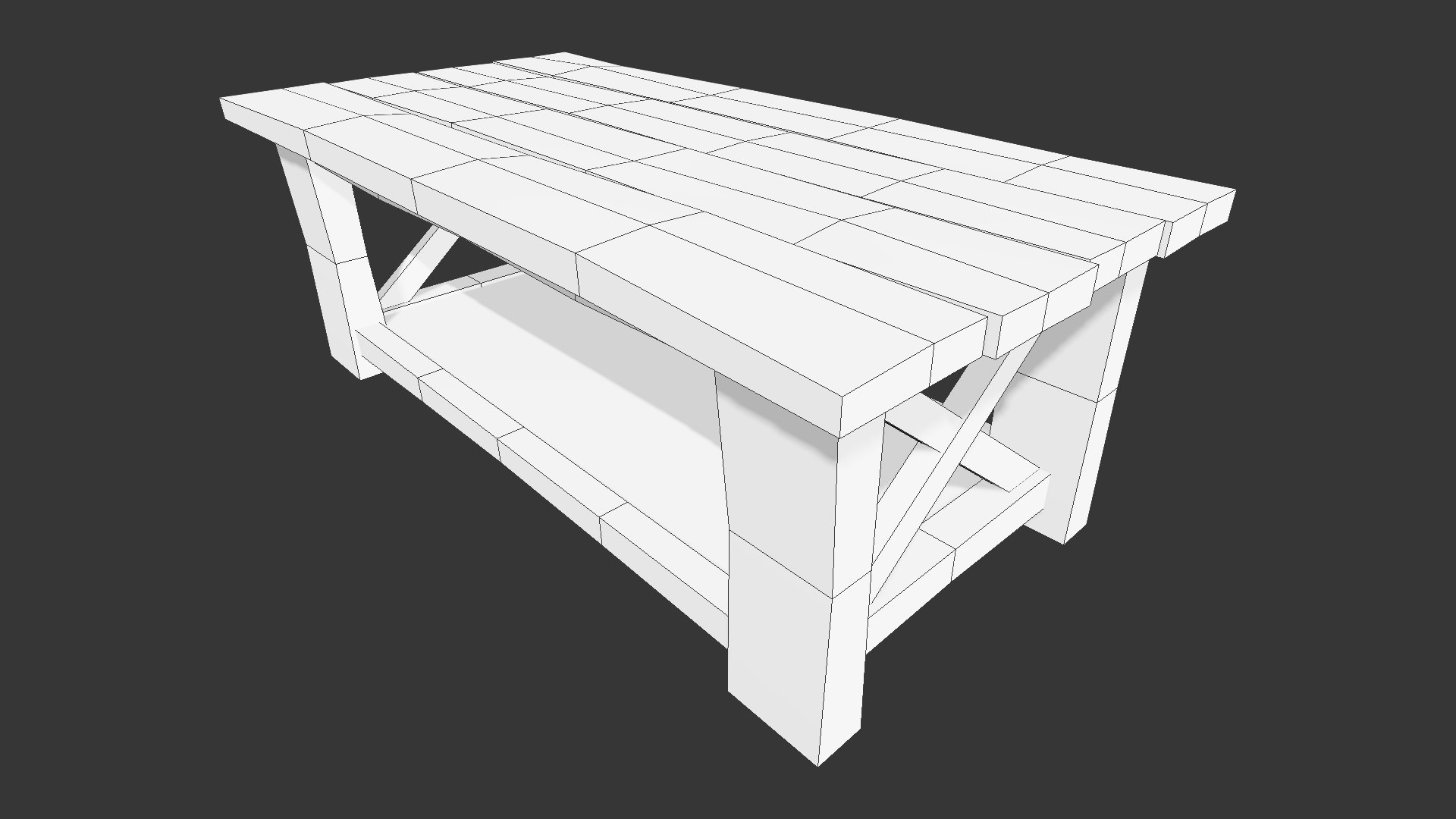 Rustic Wood Table 02 3d Model