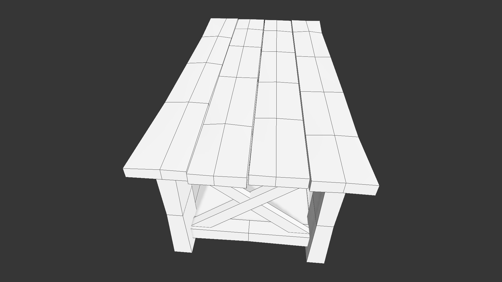 Rustic Wood Table 02 3d Model