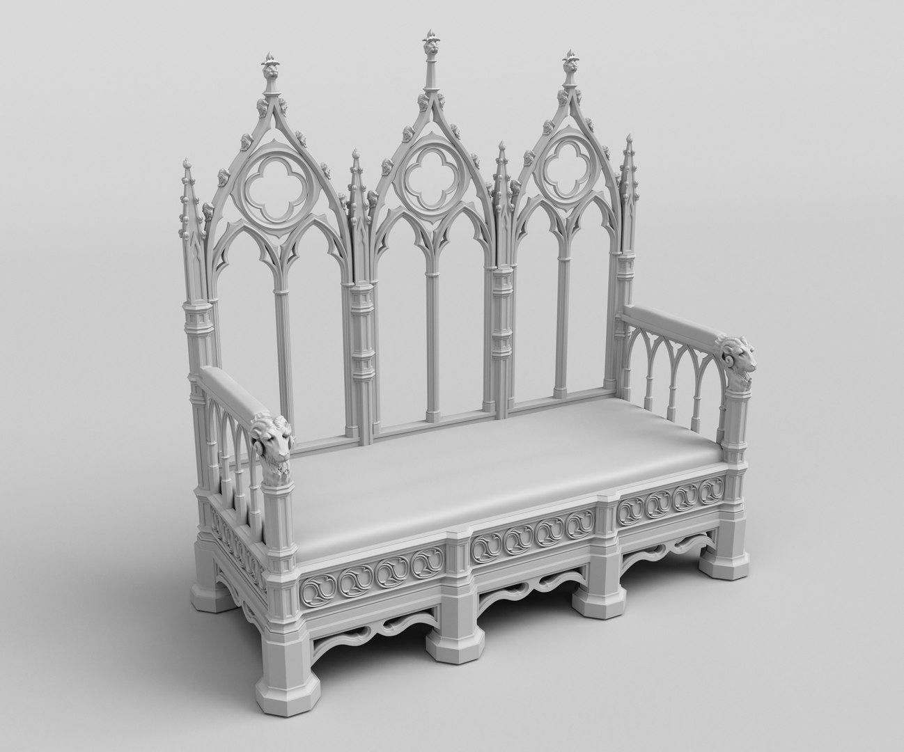 3D Gothic Bench Model - TurboSquid 1684081