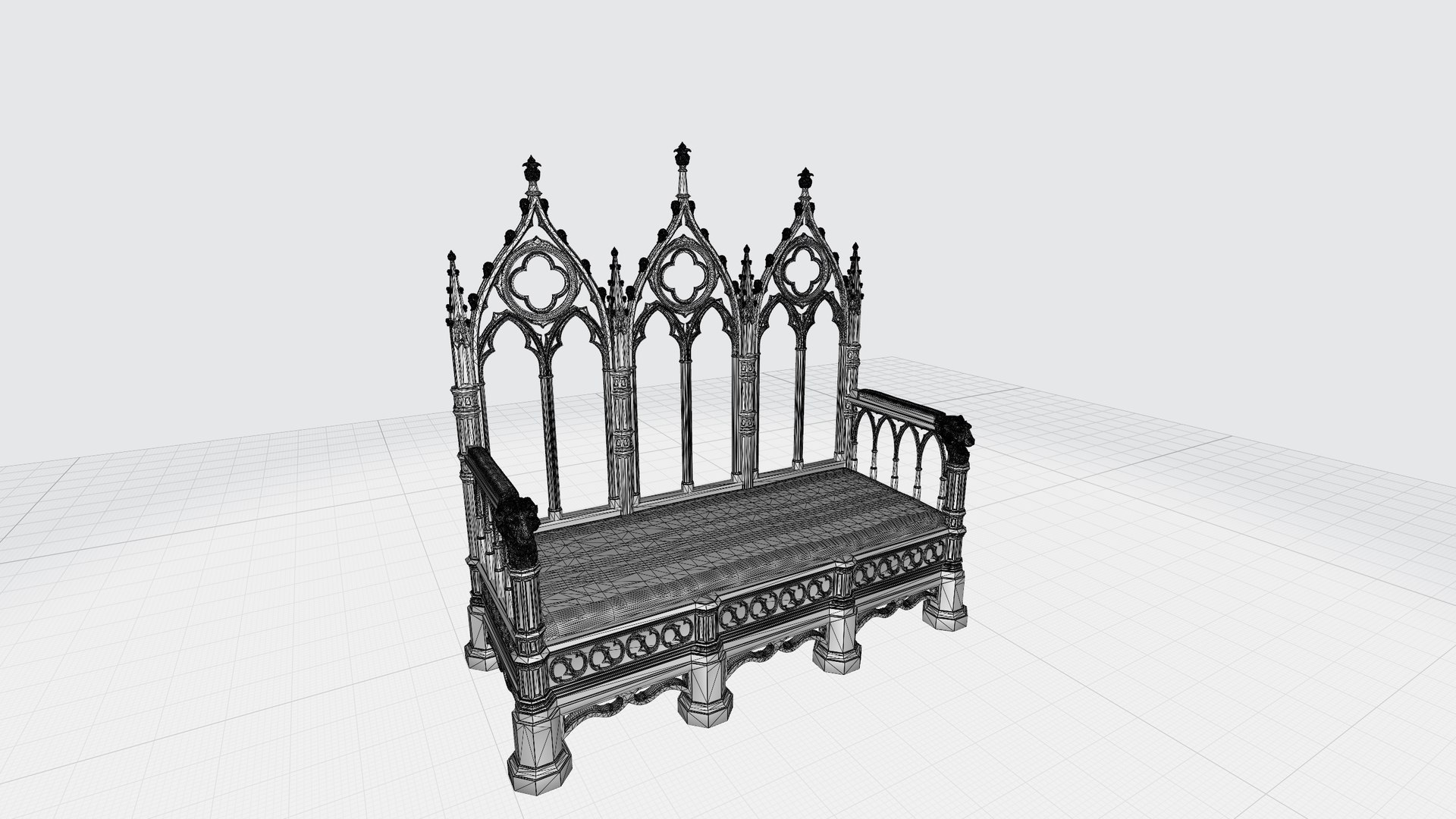 3D Gothic Bench Model - TurboSquid 1684081