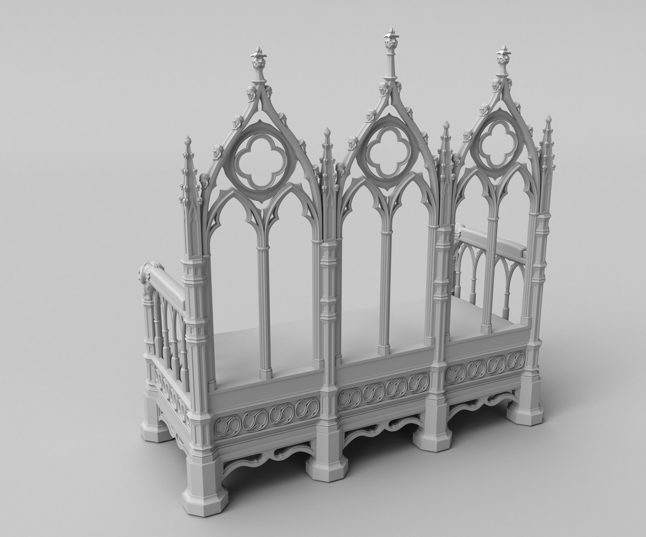 3D Gothic Bench Model - TurboSquid 1684081