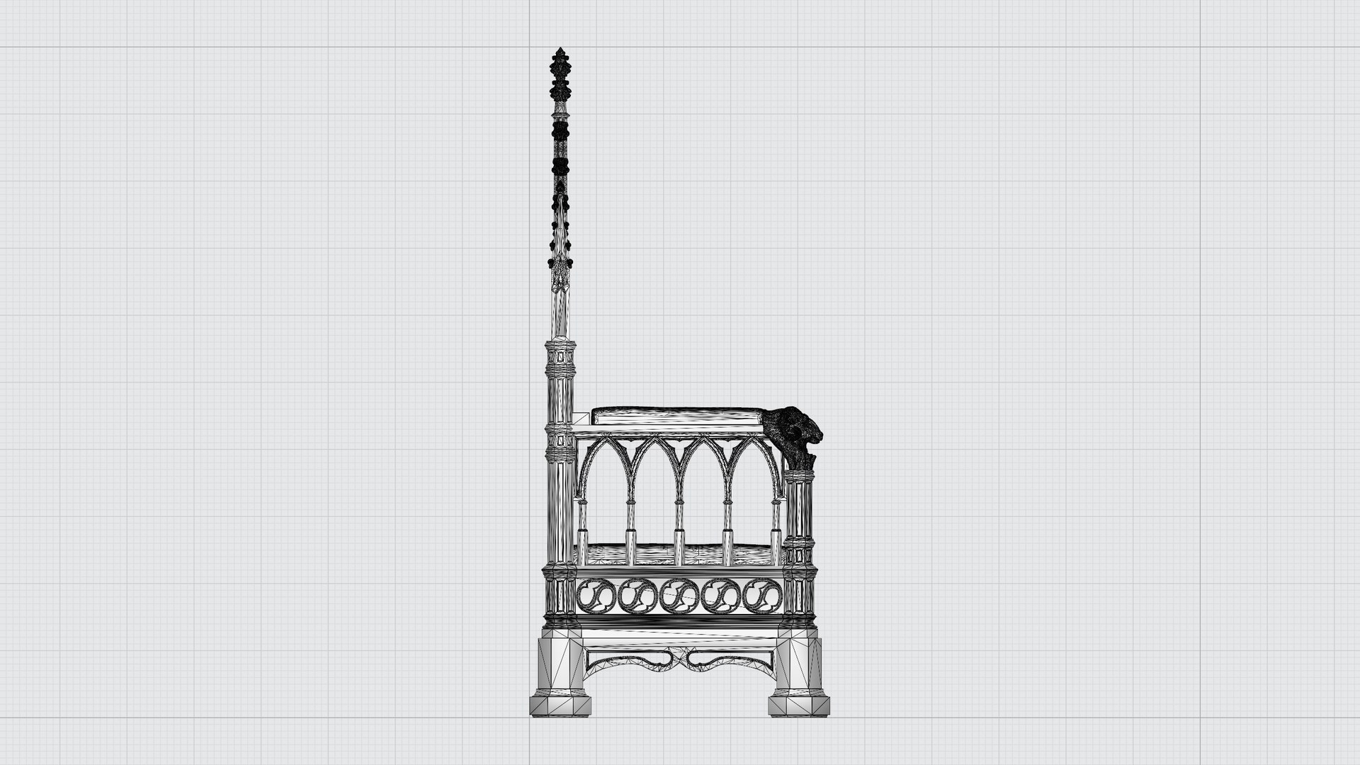 3D Gothic Bench Model - TurboSquid 1684081