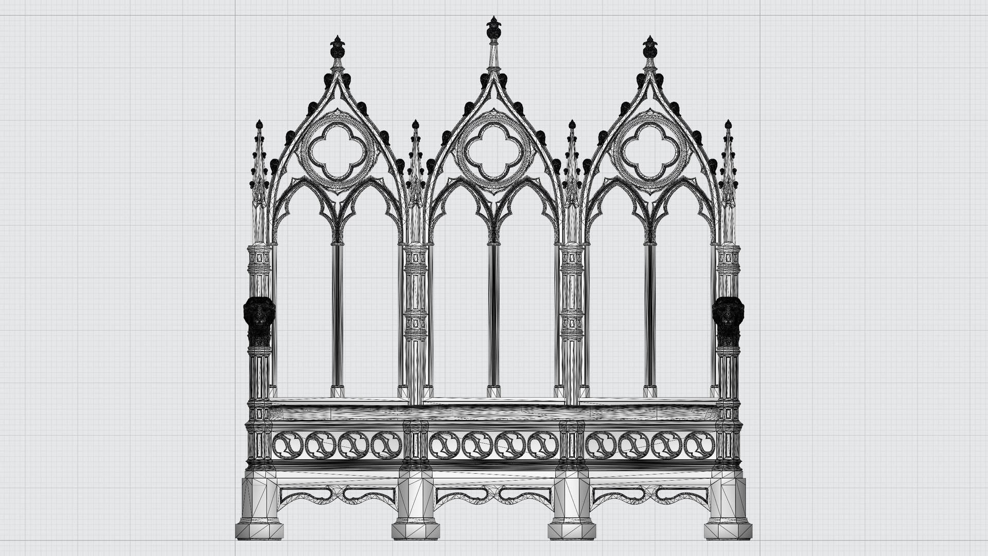 3D Gothic Bench Model - TurboSquid 1684081