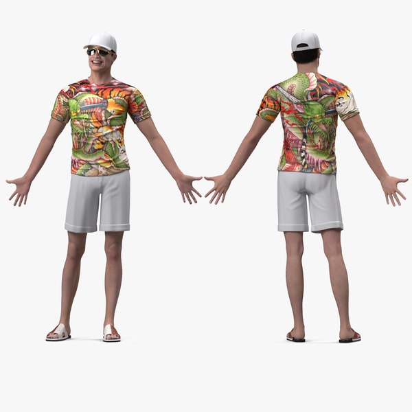 Asian Man Summer Outfits Rigged for Modo model - TurboSquid 1859475