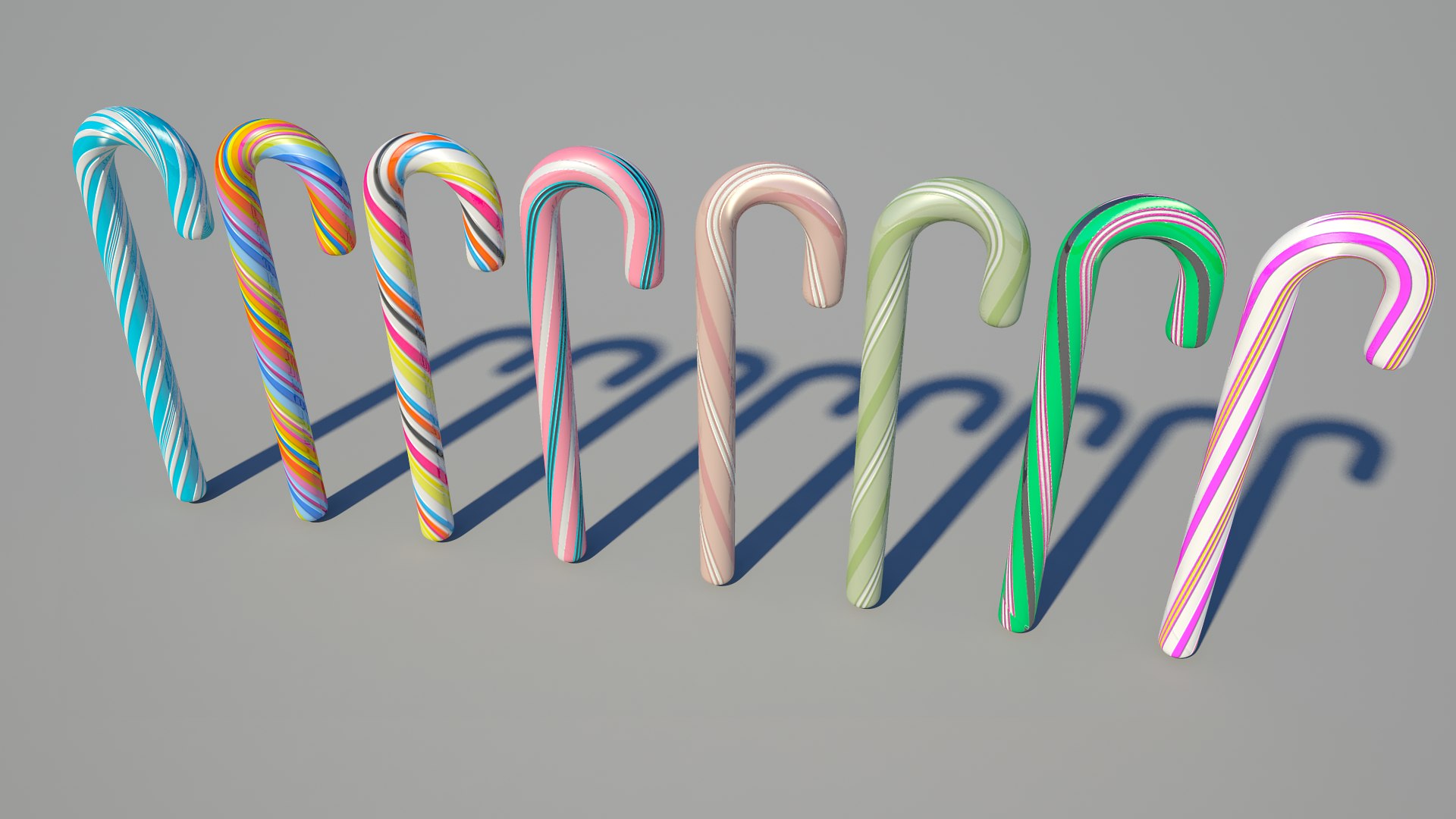 8 Candy Canes 3d Obj