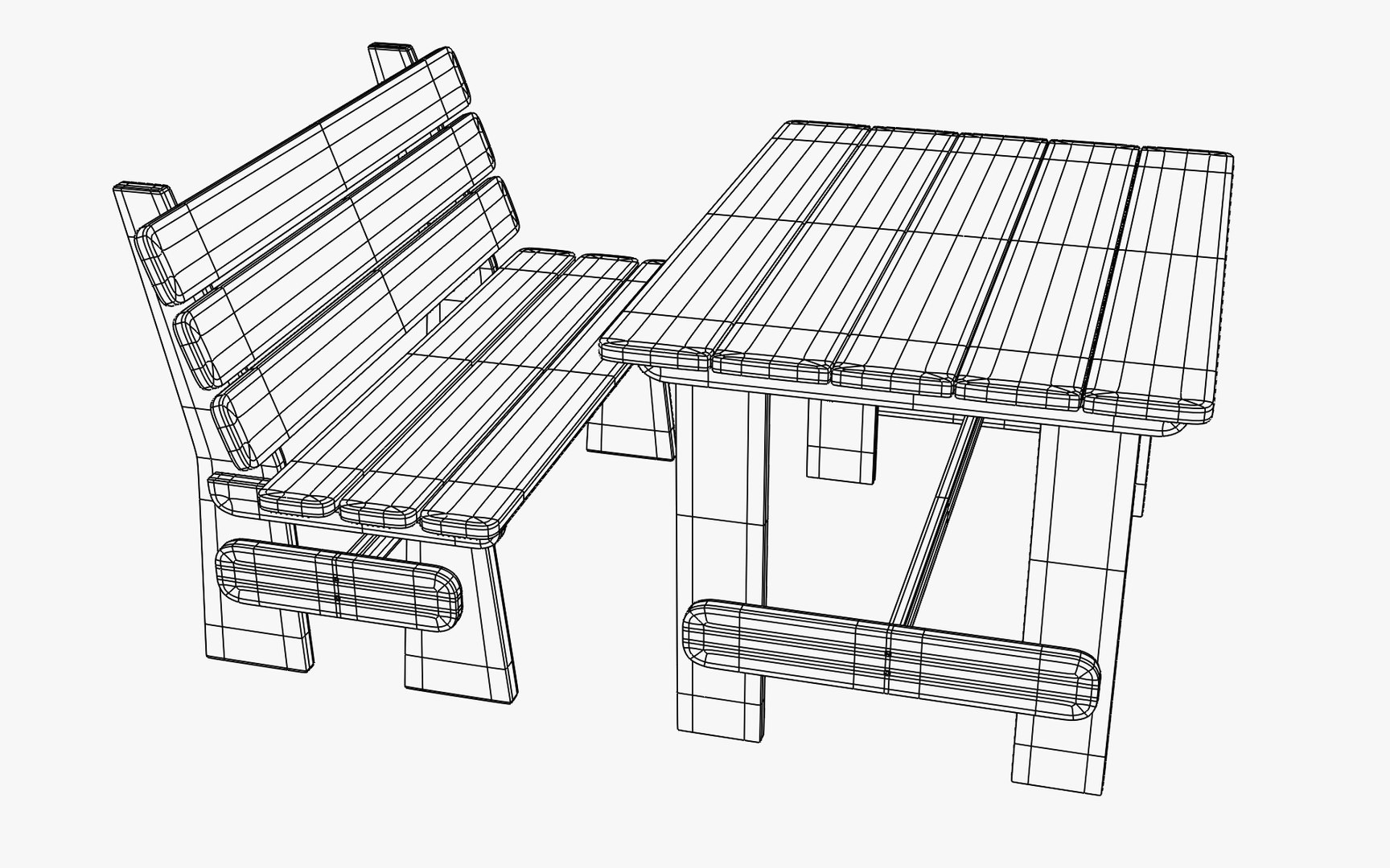Park Table And Bench 3D Model - TurboSquid 2194029