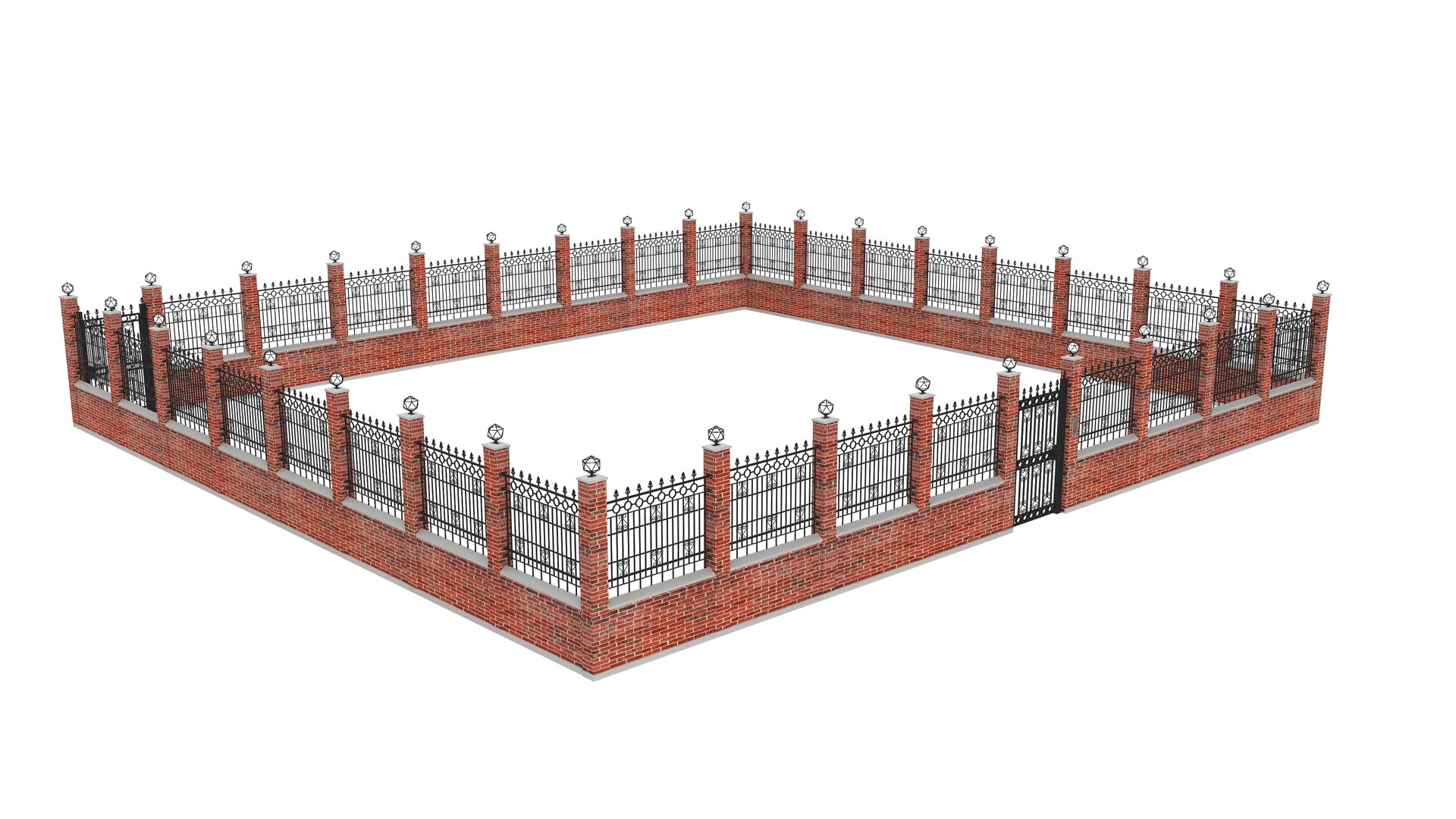 3D Model Brick Fence - TurboSquid 2281582