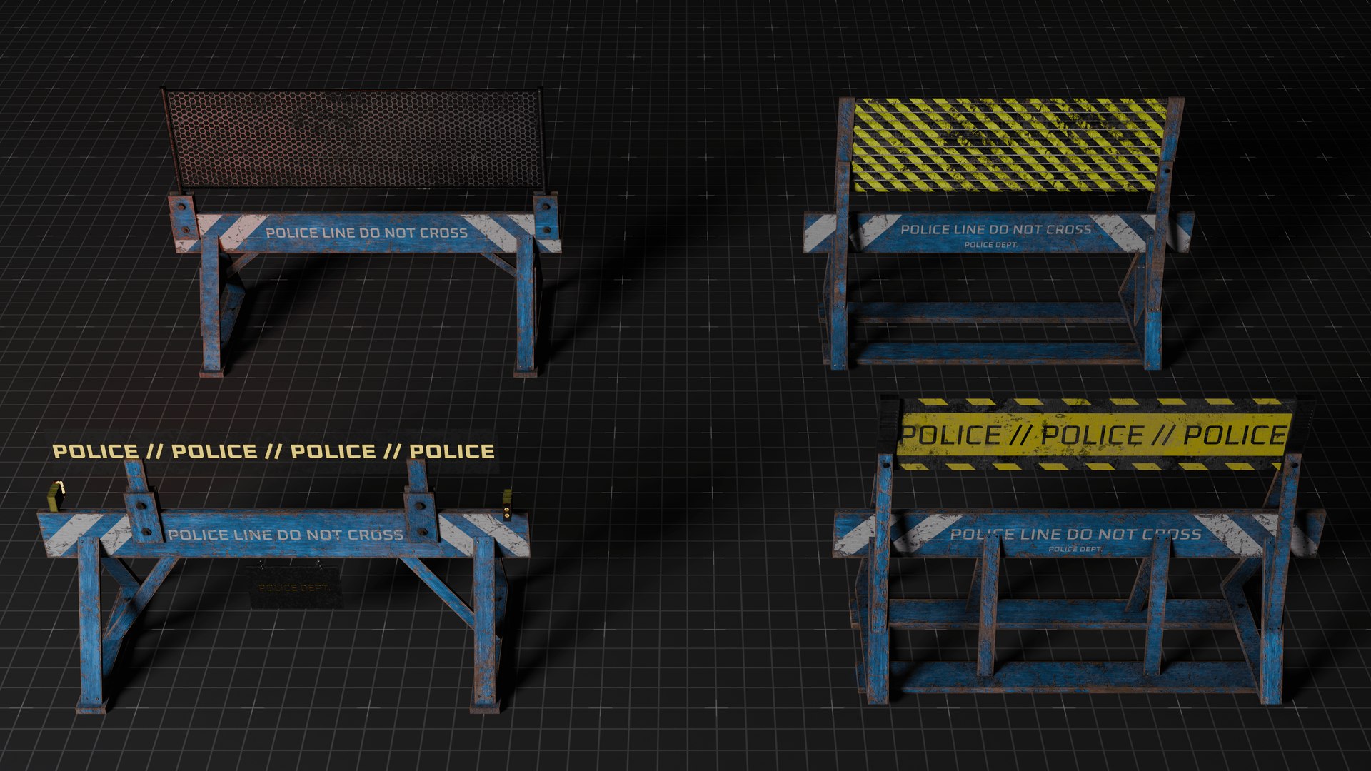 3D Police Barrier Set - TurboSquid 2353246