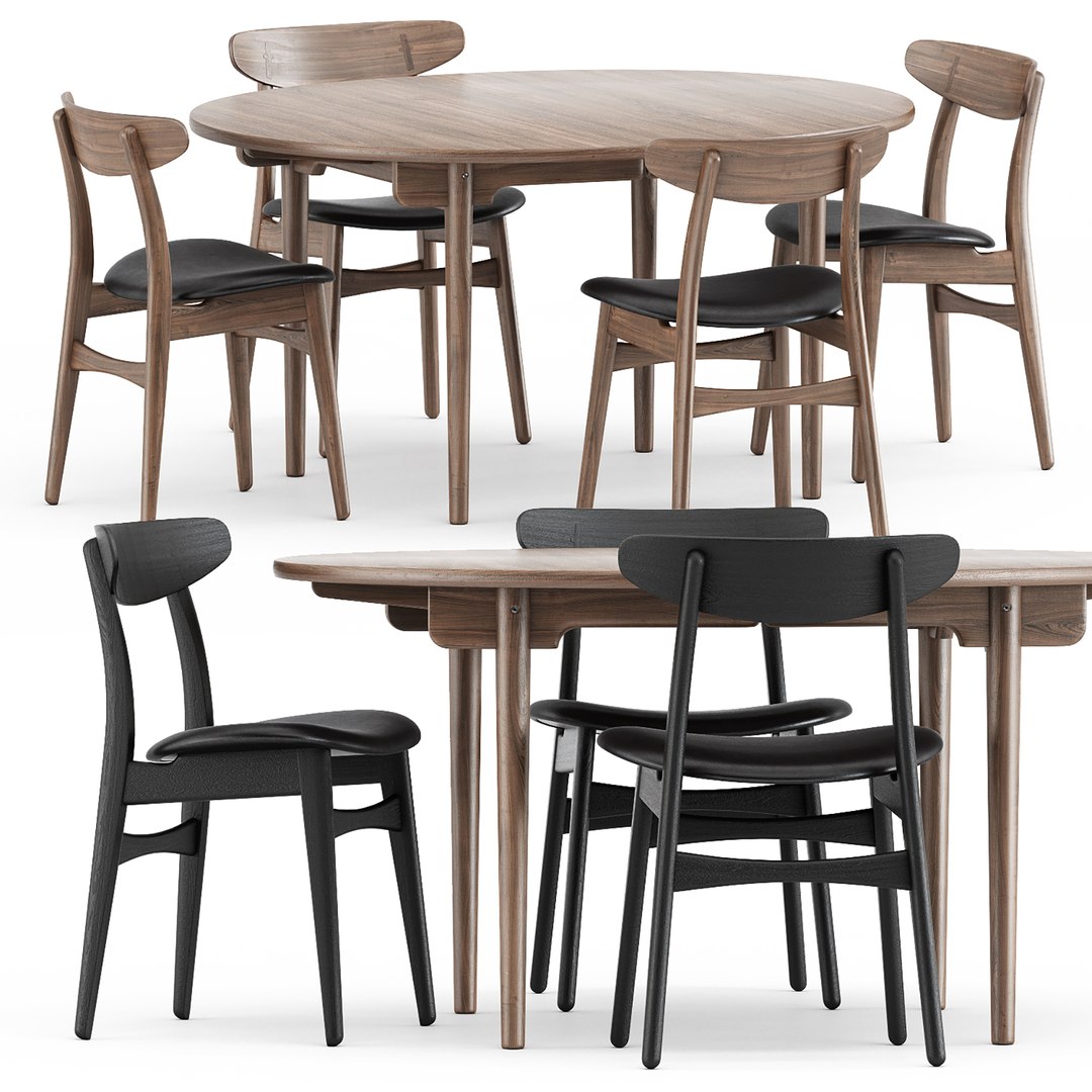 3D model CH337 dining table and CH30P chair - TurboSquid 1797456