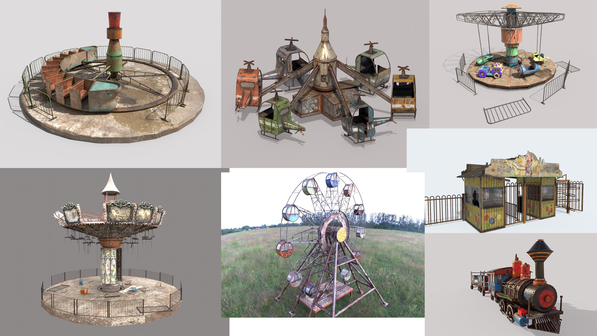 Abandoned Amusement Park Collection. Model - TurboSquid 1980265