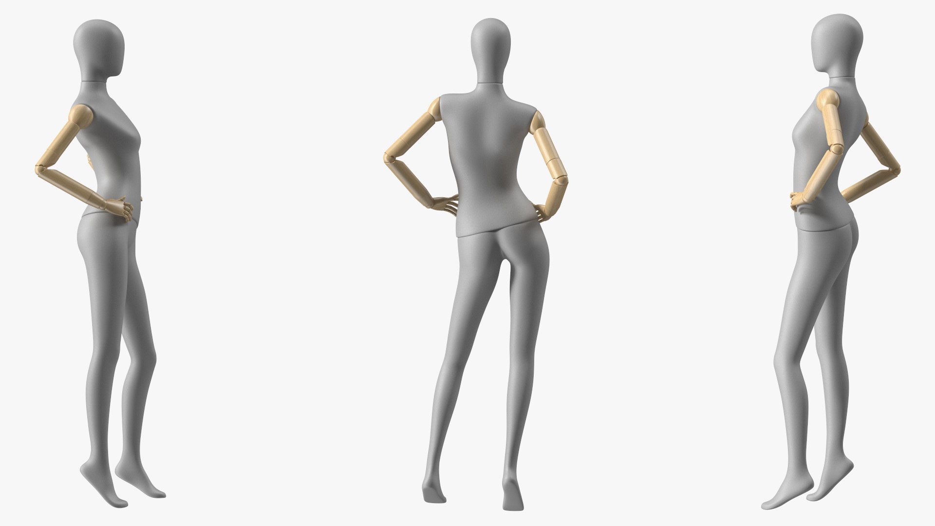 3D Flexible Female Mannequin Standing Pose Satin Grey - TurboSquid 1848623