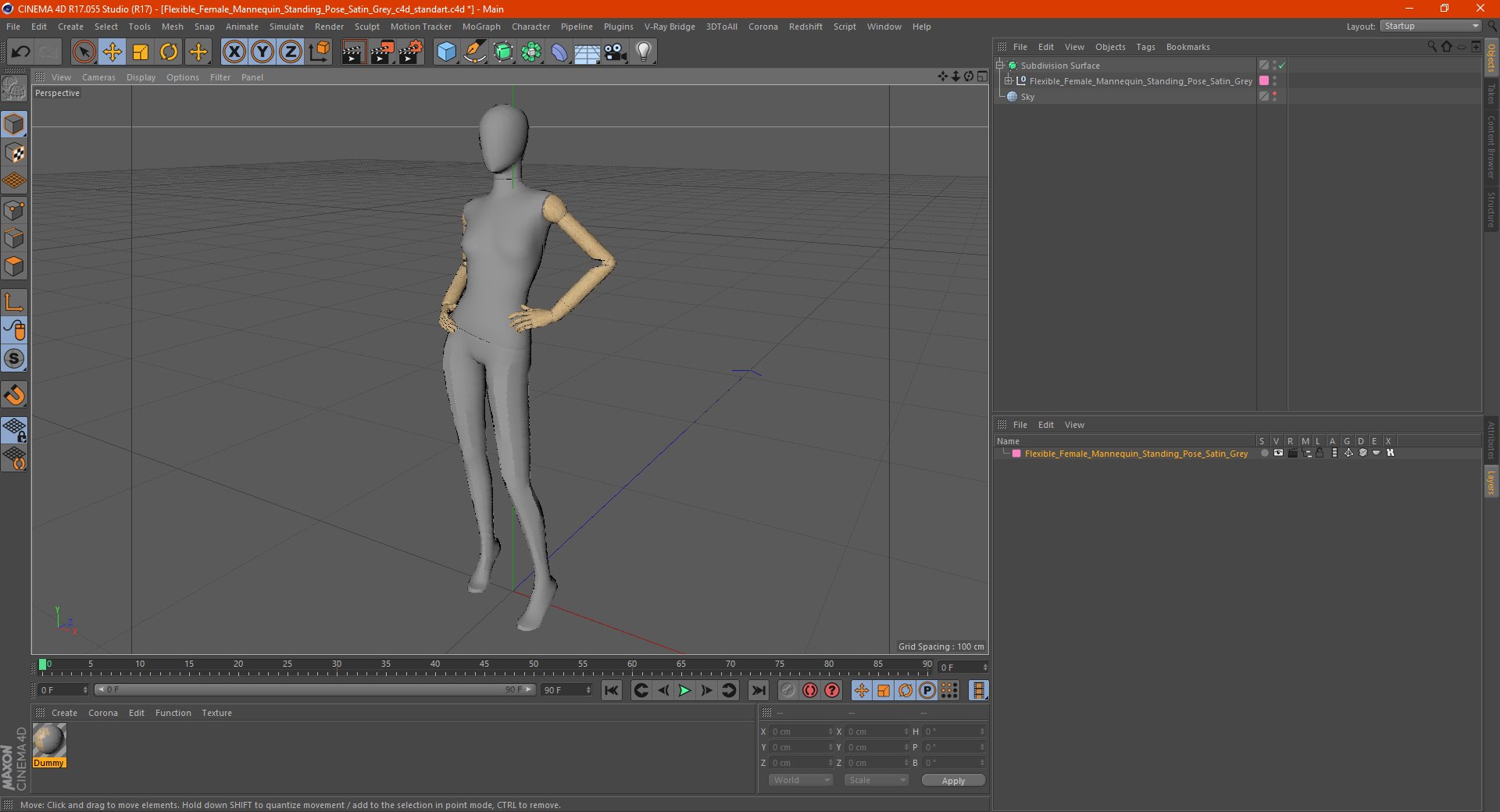 3D Flexible Female Mannequin Standing Pose Satin Grey - TurboSquid 1848623