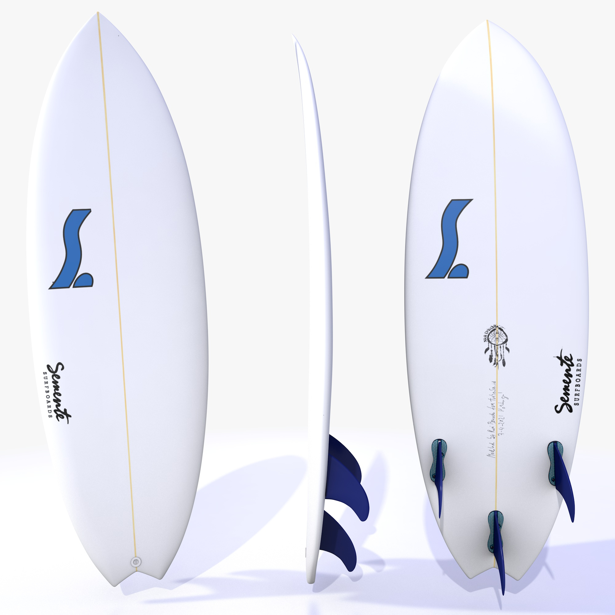 Surfboard Fish Tail model - TurboSquid 1760473