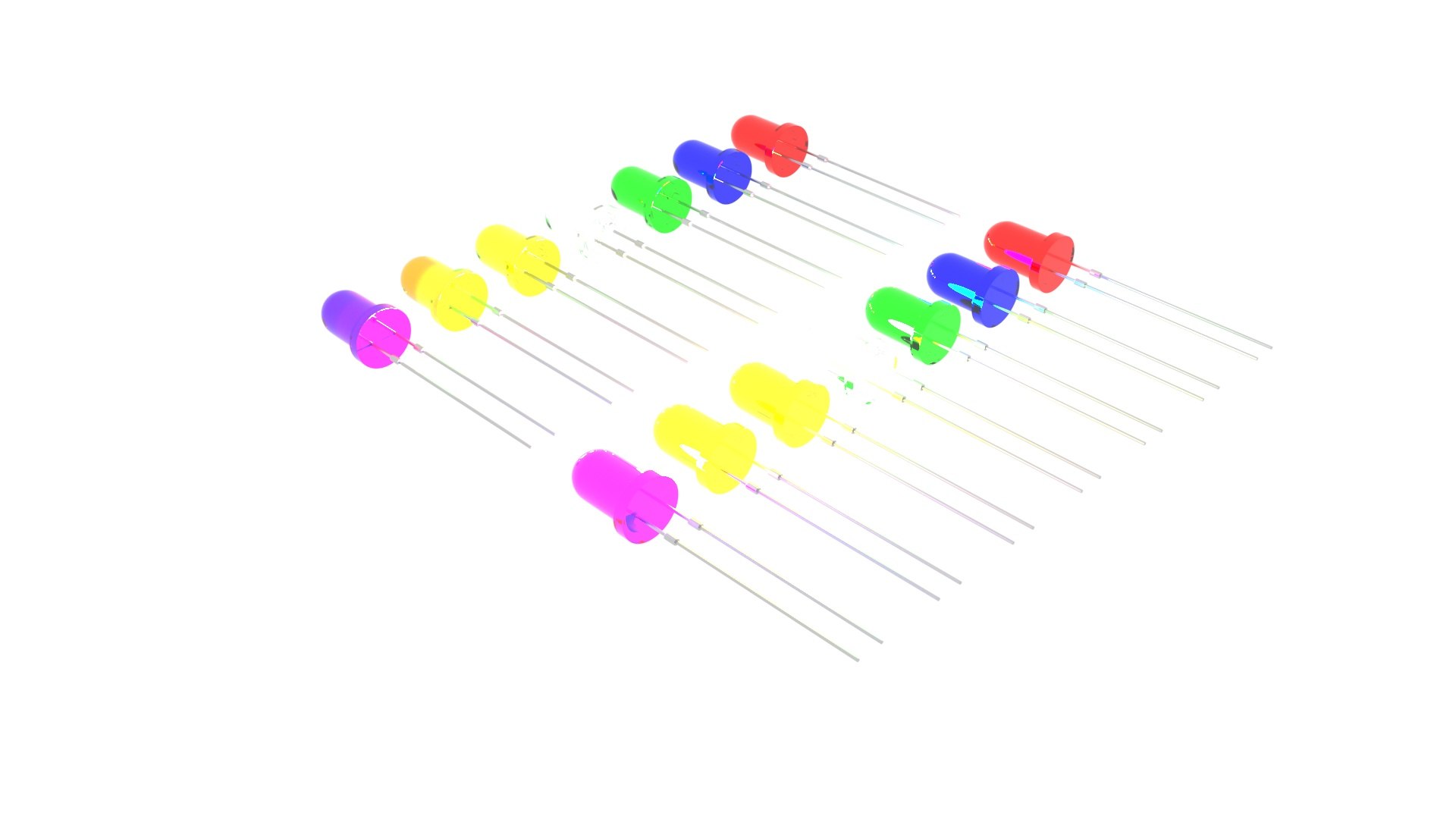 Illuminated And Not Illuminated Light Emitting Diodes Collection 3D ...