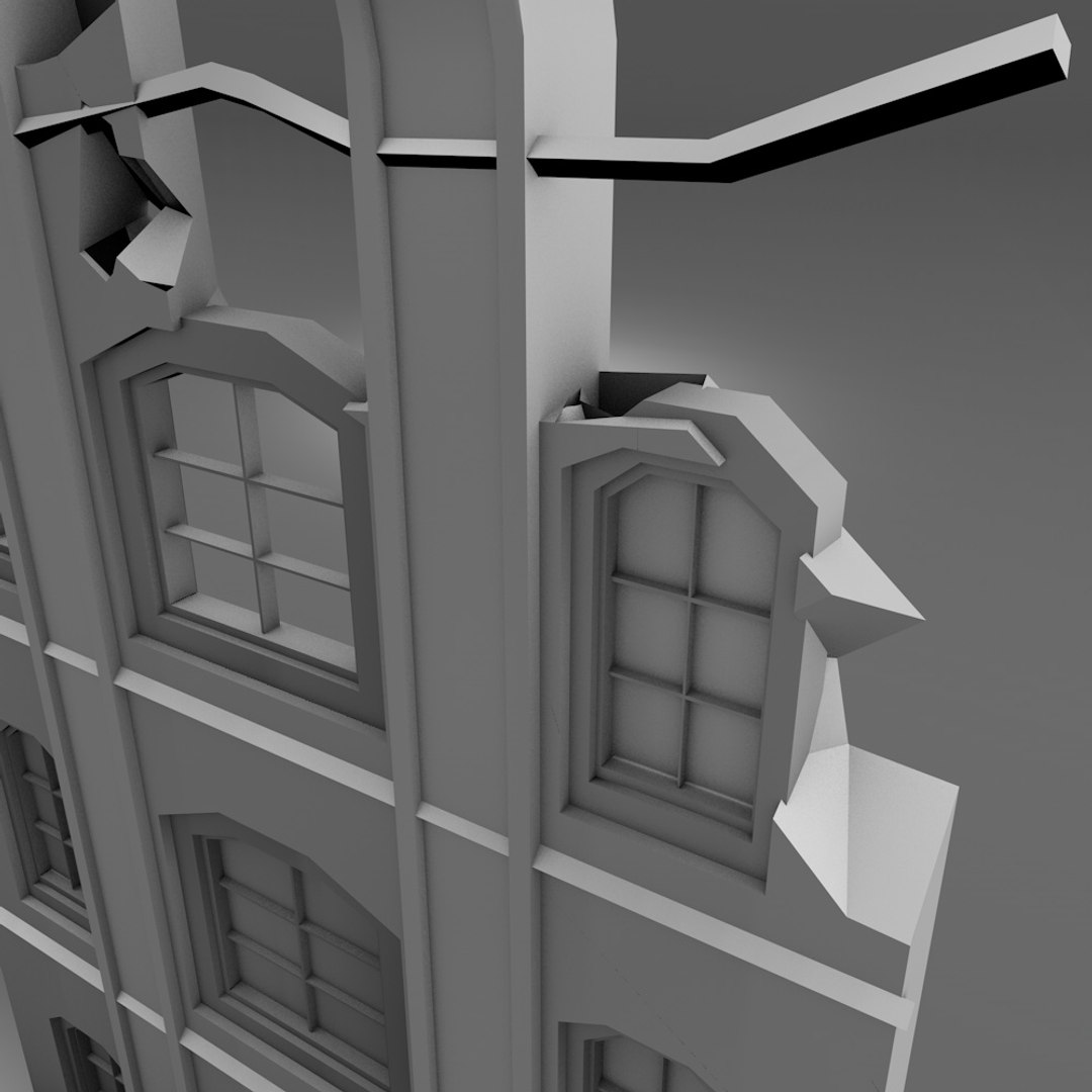 broken wall 01 3d model