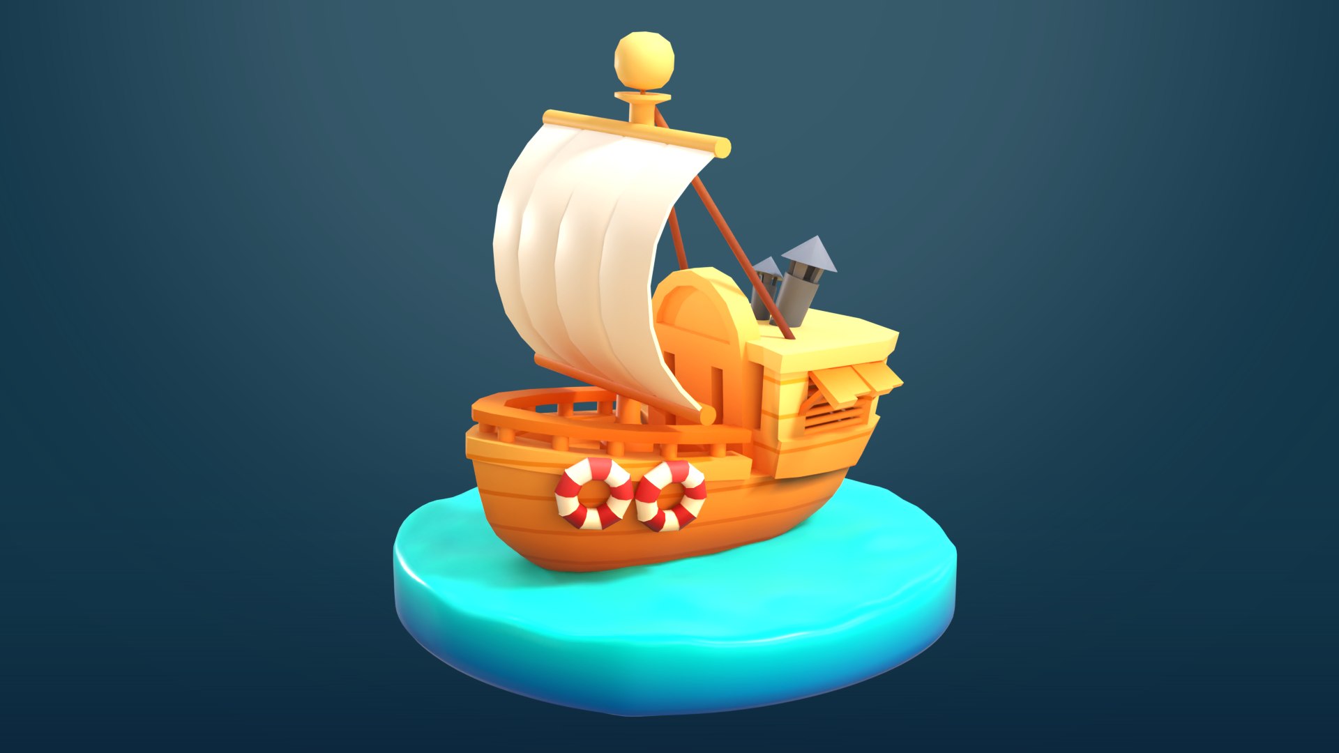 3D Stylized Cartoon Sailboat - Game-Ready Toon Ship 3D Model ...