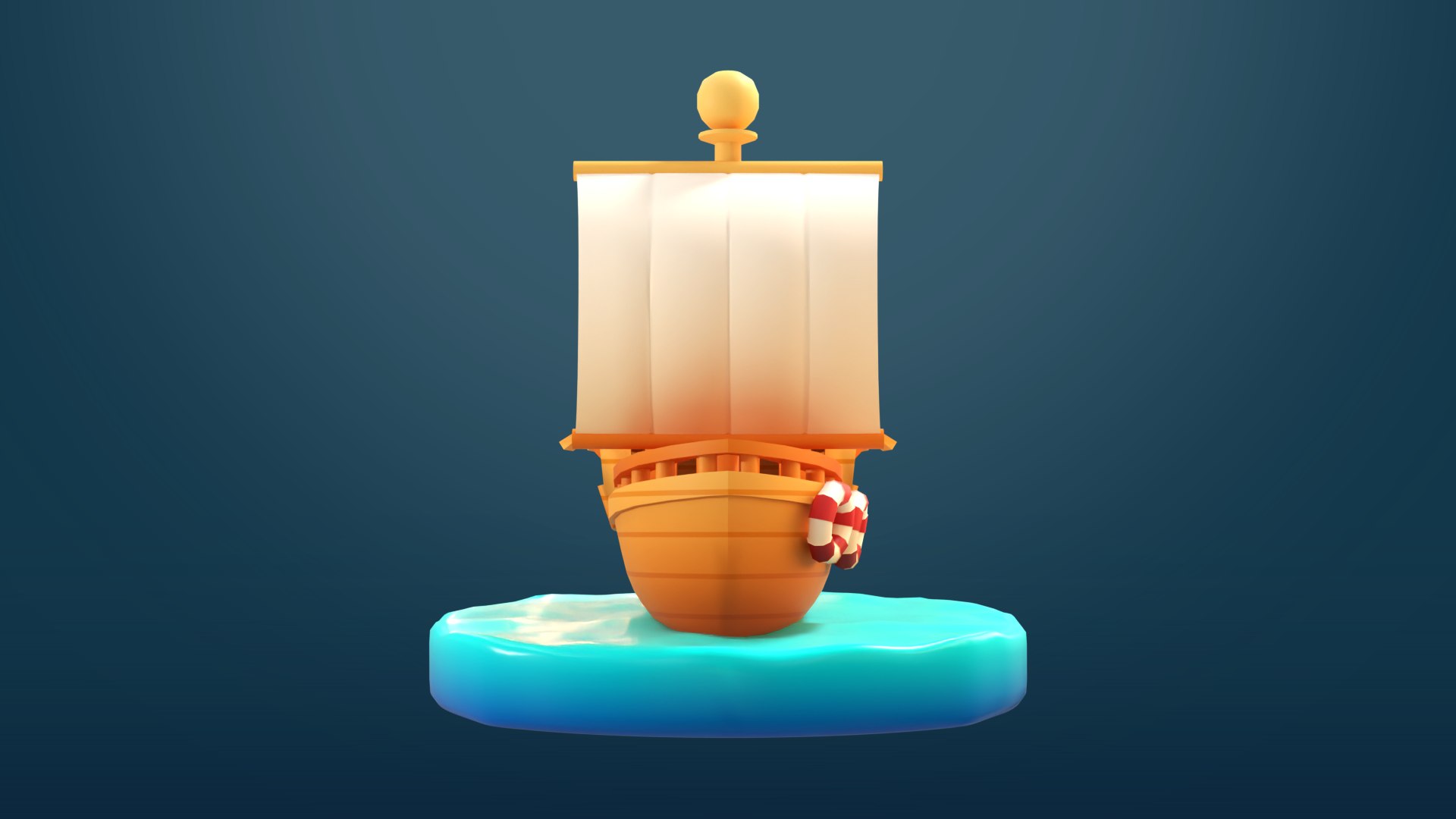 3D Stylized Cartoon Sailboat - Game-Ready Toon Ship 3D Model ...