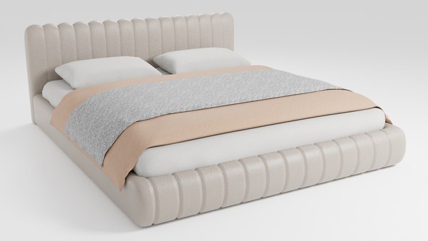modelo 3d Cama doble de estilo japonés Wabi-Sabi - TurboSquid 2278550