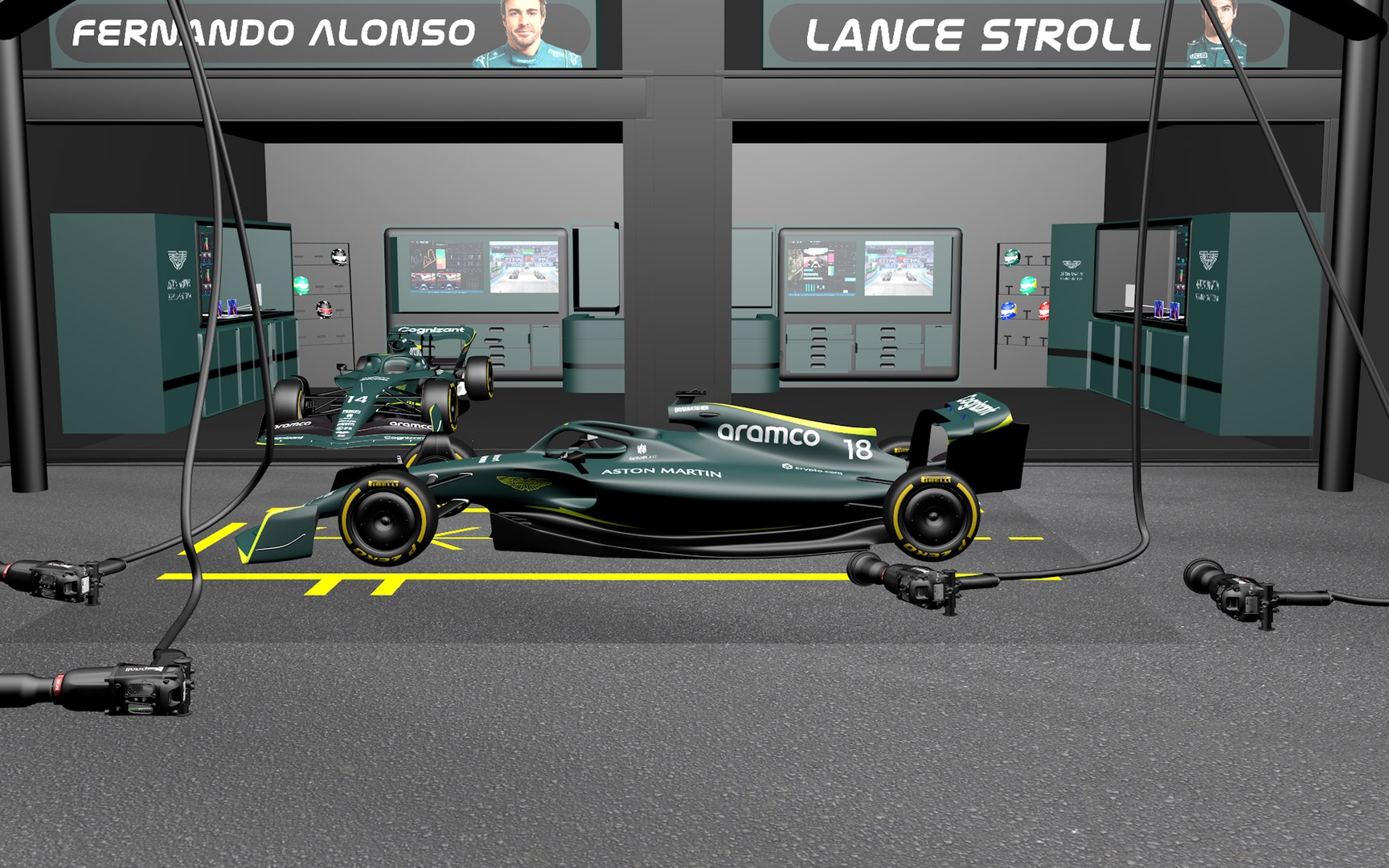 3D Garage Formule 1 Aston Martin Model - TurboSquid 2156753