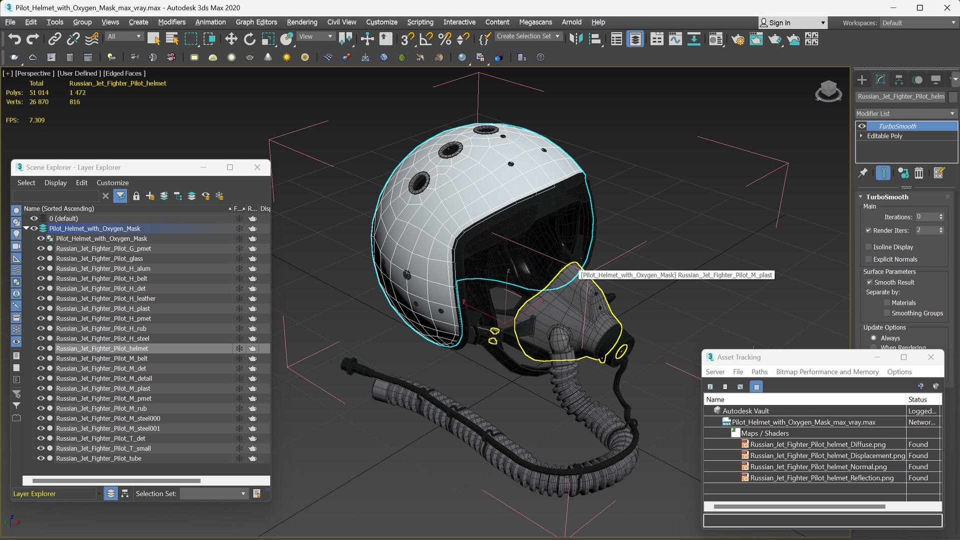 Pilot Helmet With Oxygen Mask 3D Model - TurboSquid 2387460