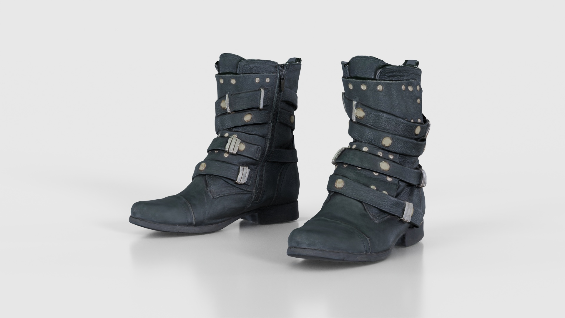 Black Leather Gothic Boot Remastered 3D Model - TurboSquid 2360931