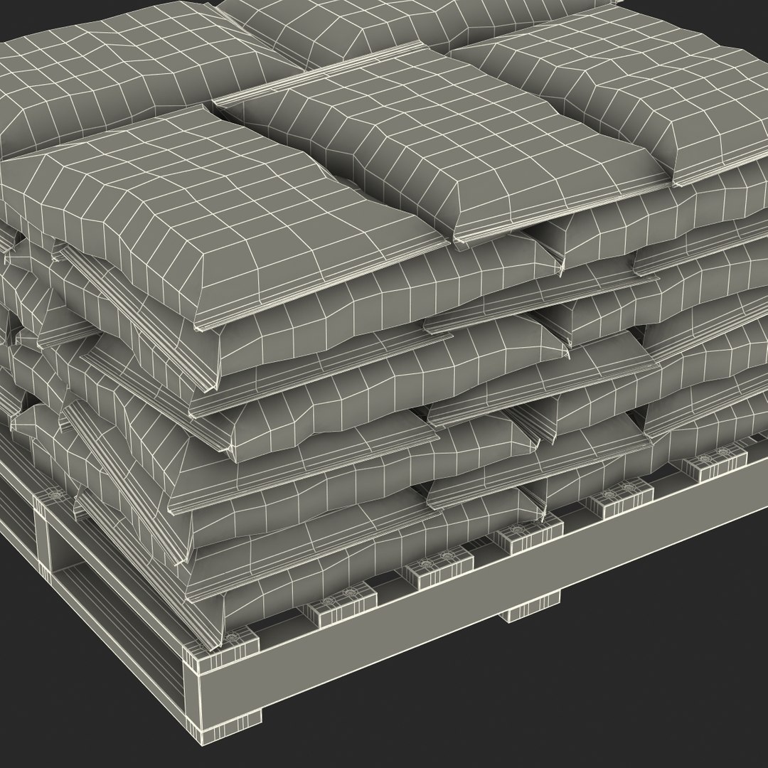 pallet cement bags 2 3d model
