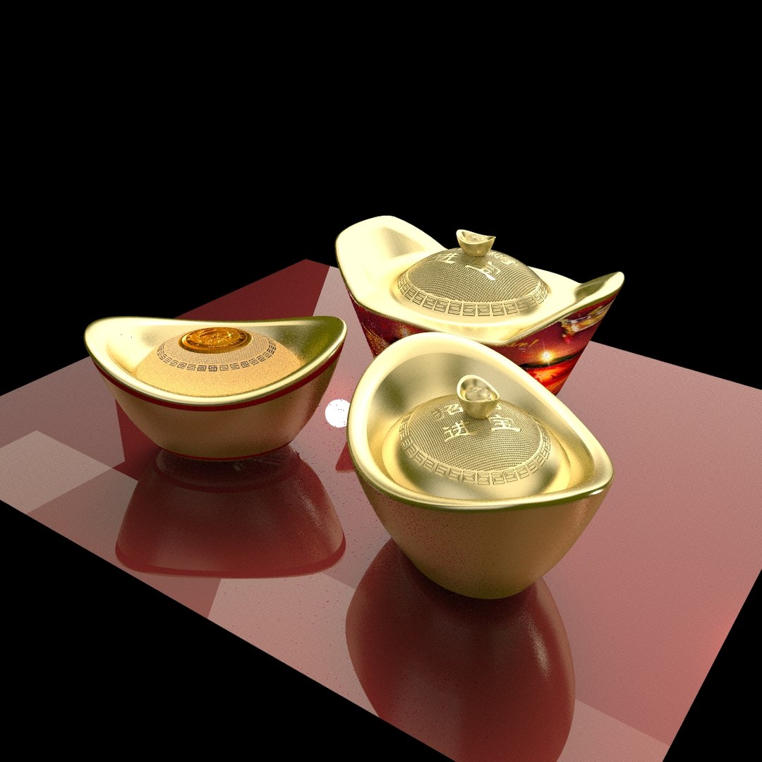 3D Chinese Gold Ingot Model - TurboSquid 2128752