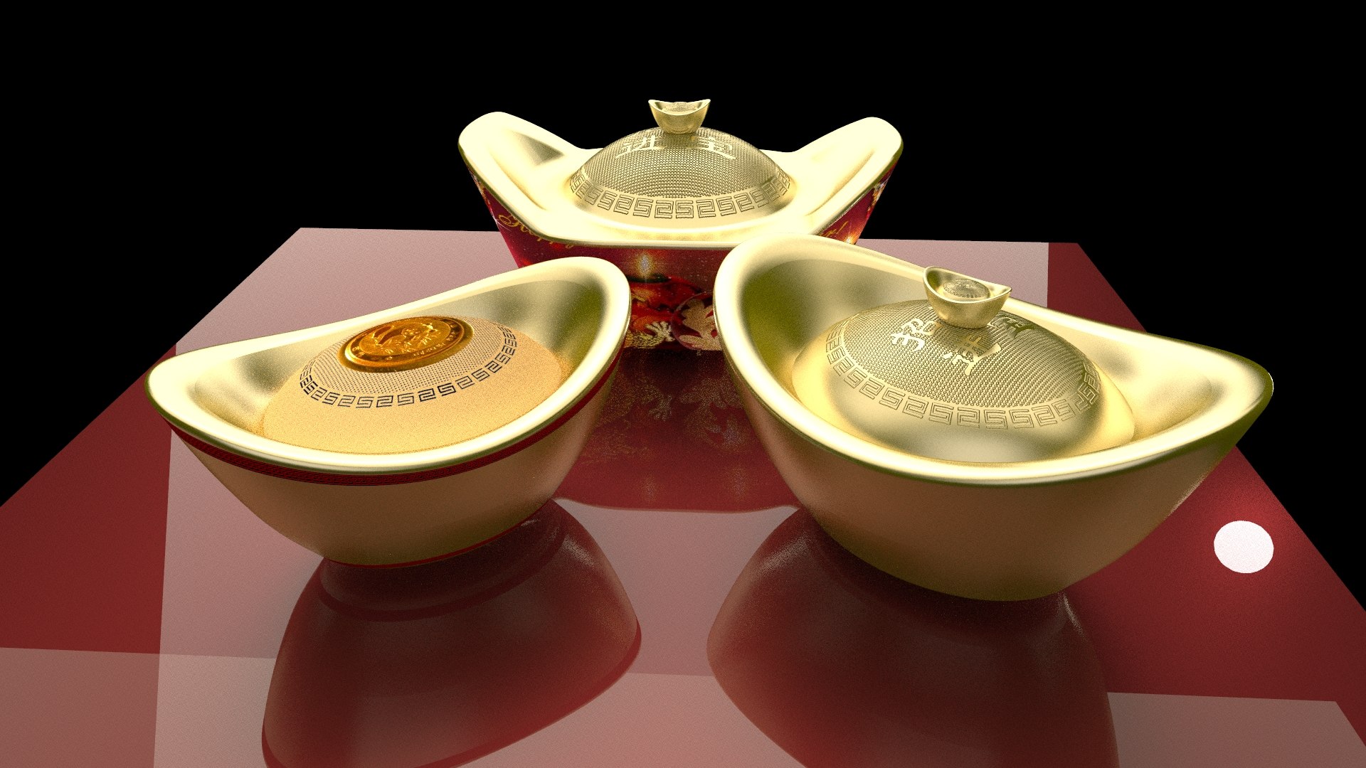 3D Chinese Gold Ingot Model - TurboSquid 2128752