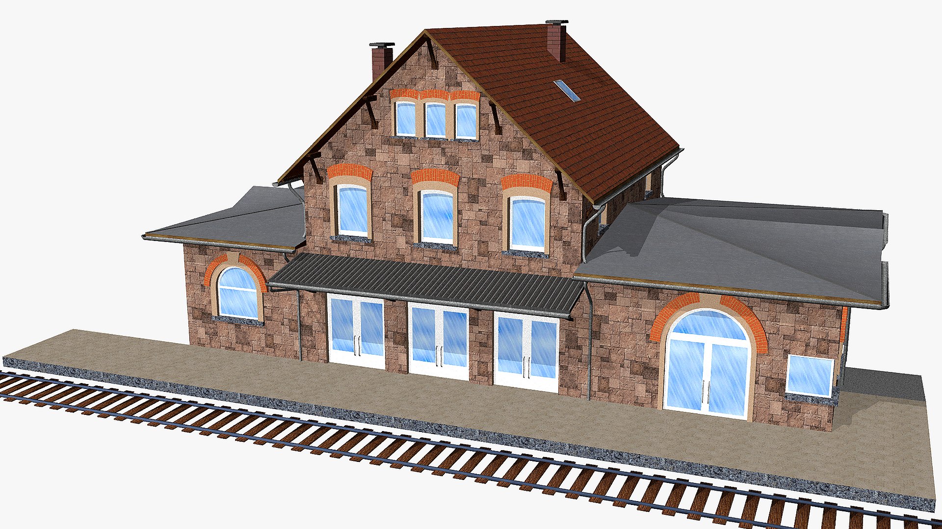 3D Railway Station Building In German Style Model - TurboSquid 1835374